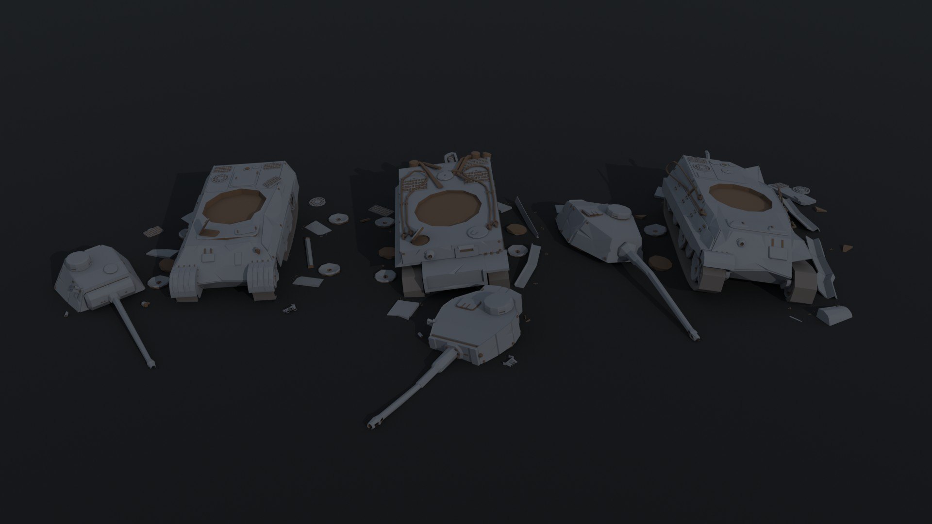 3D Low-poly Cartoon Dieselpunk Tanks Polygonal Style - TurboSquid 2206295