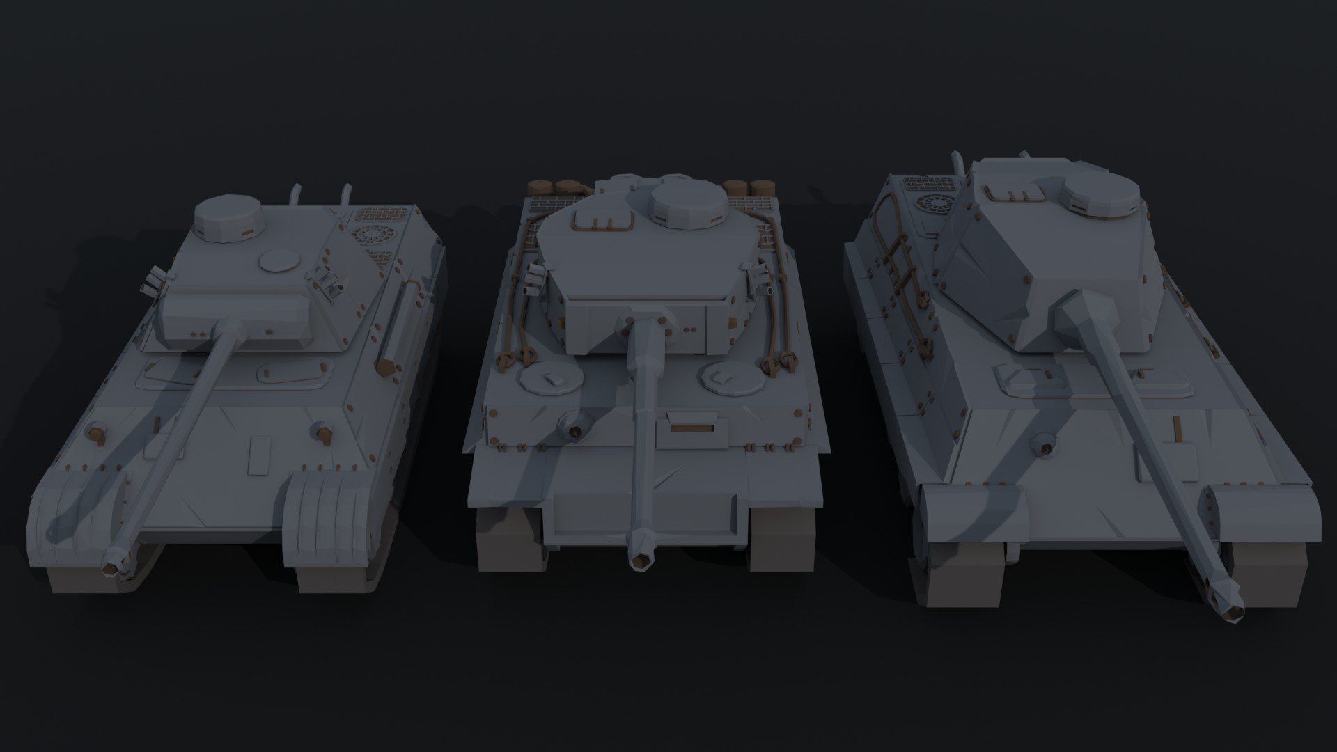 3D Low-poly Cartoon Dieselpunk Tanks Polygonal Style - TurboSquid 2206295