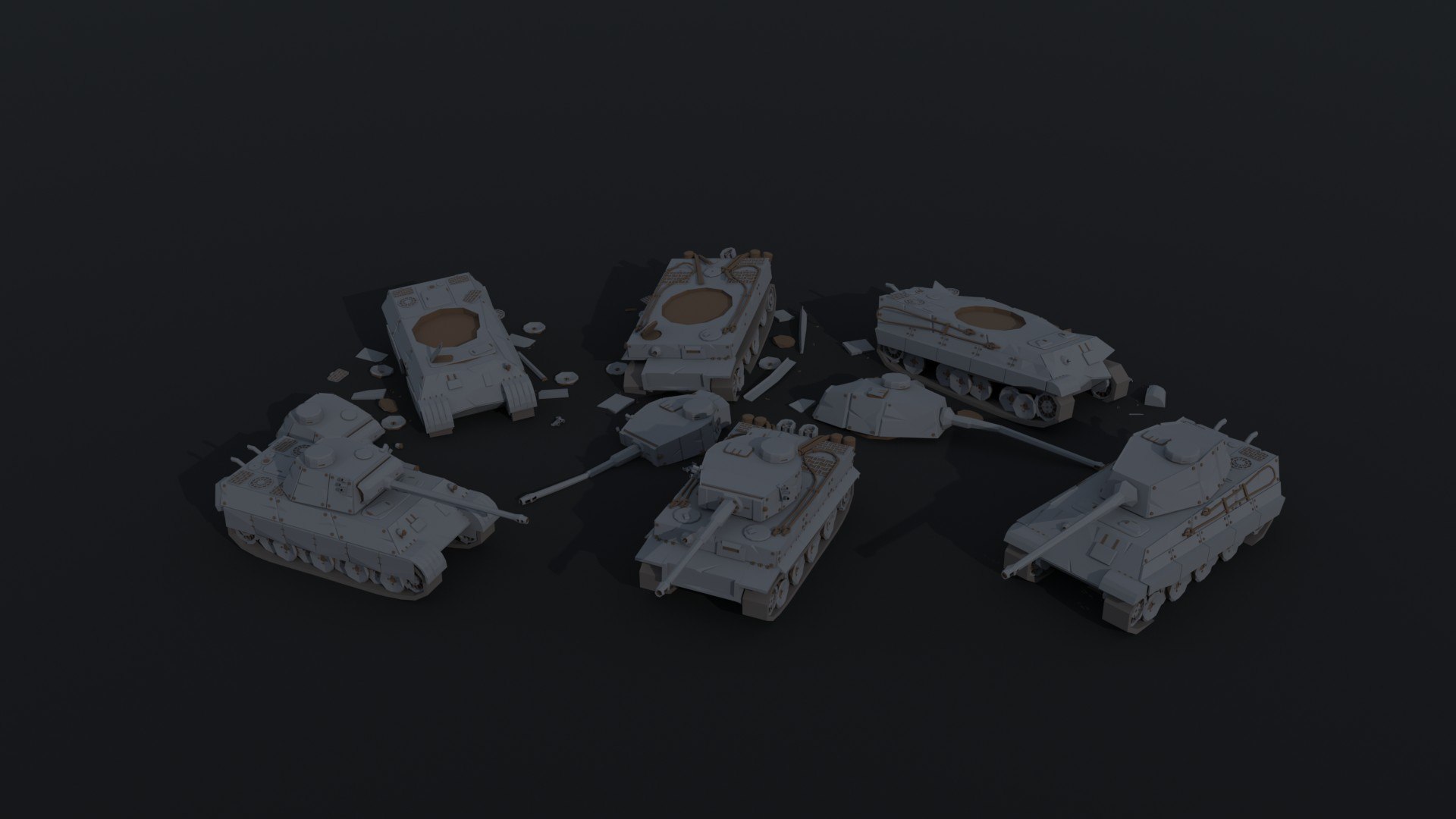 3D Low-poly Cartoon Dieselpunk Tanks Polygonal Style - TurboSquid 2206295