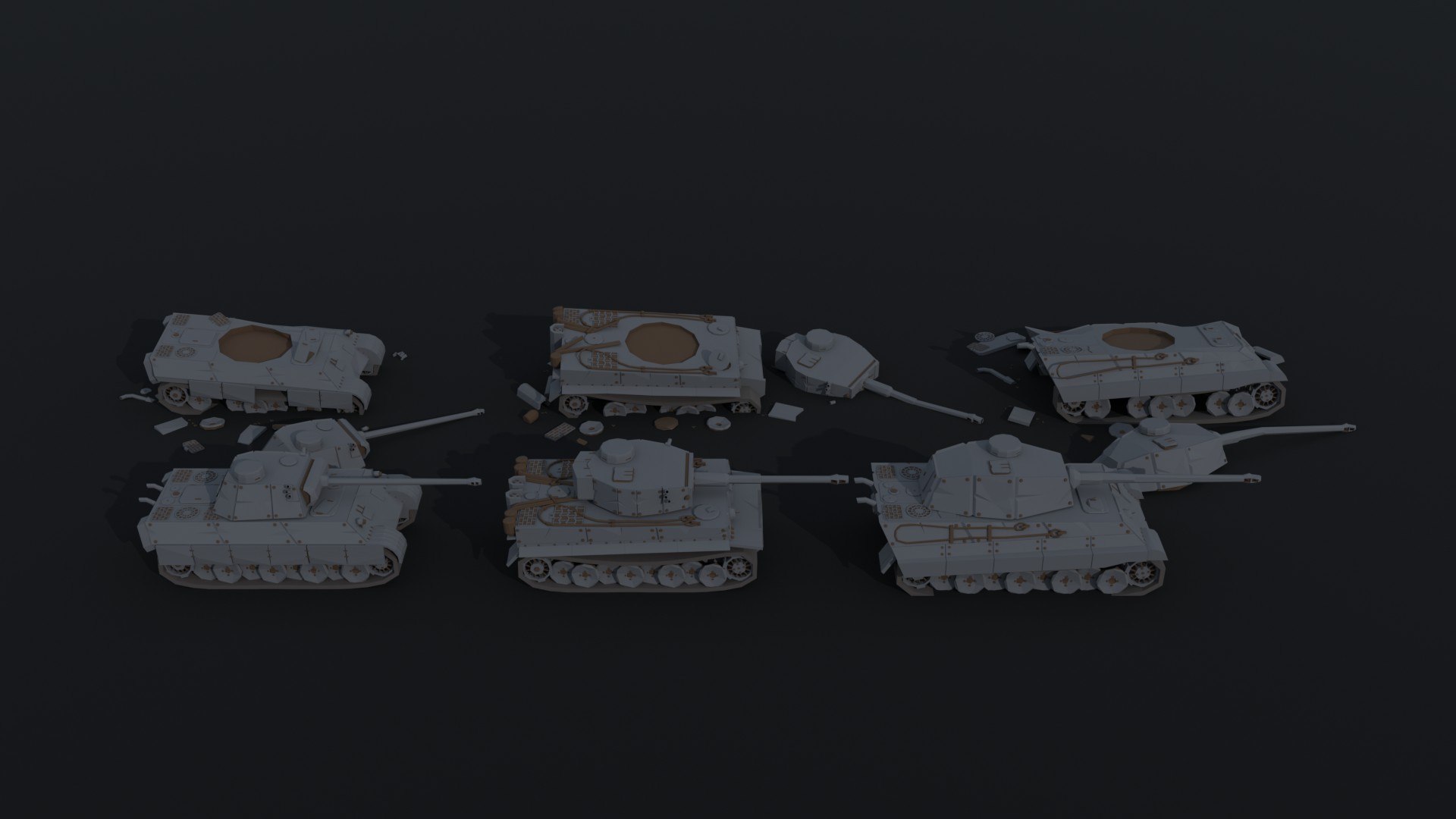 3D Low-poly Cartoon Dieselpunk Tanks Polygonal Style - TurboSquid 2206295