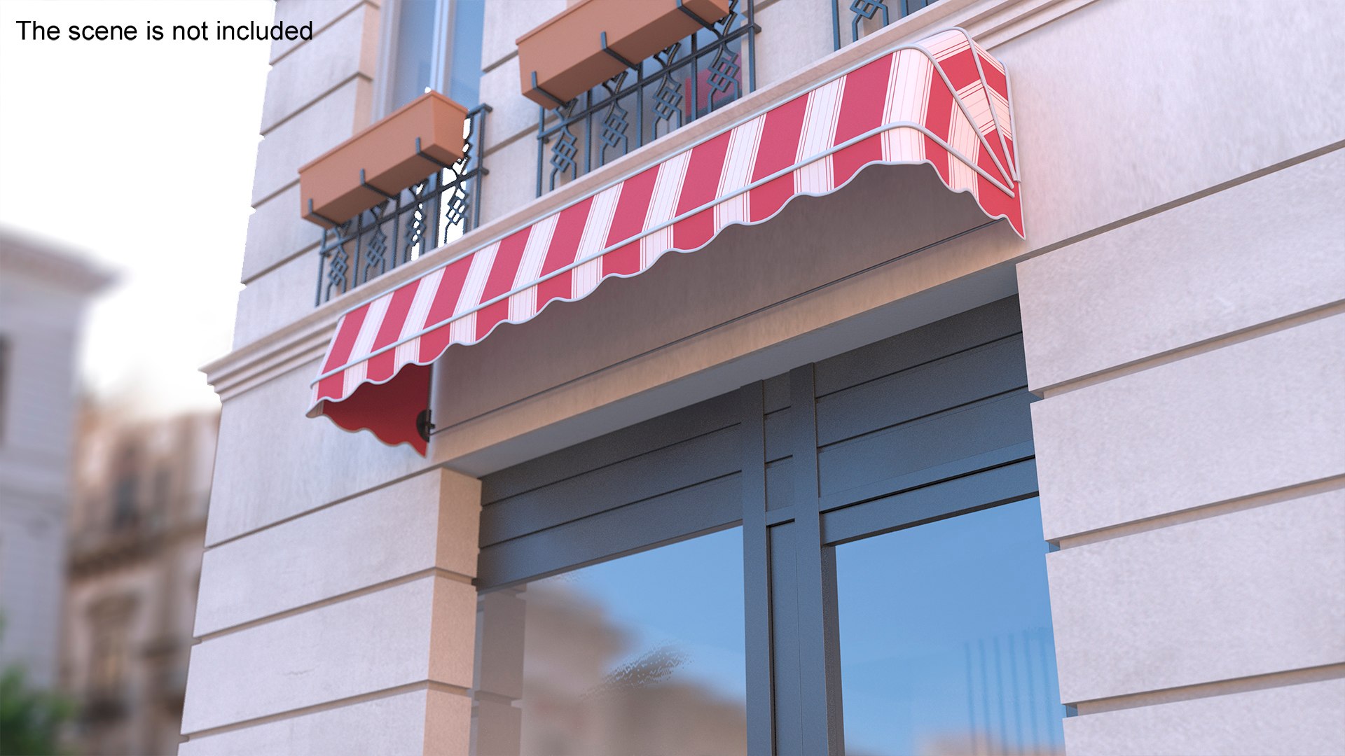 3D Storefront Awning Tent Striped Red Model - TurboSquid 2202573