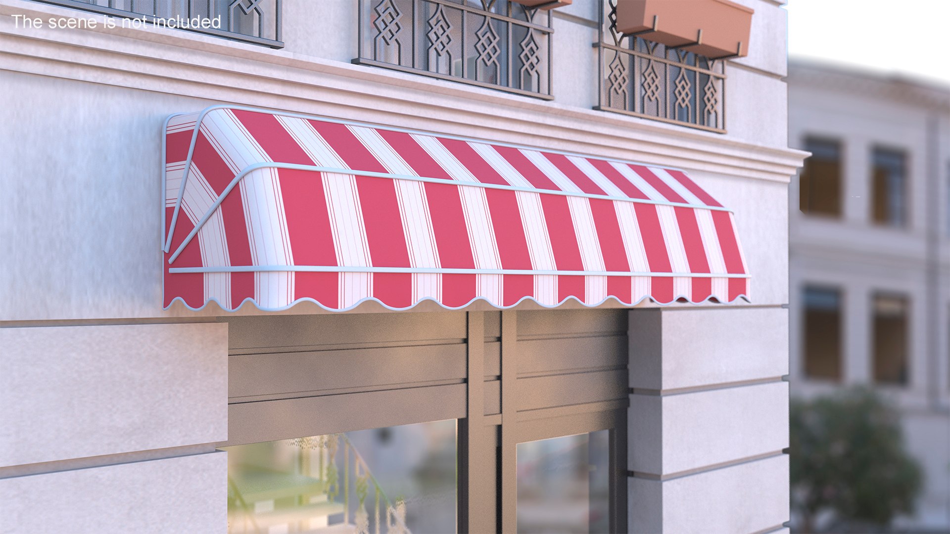 3D Storefront Awning Tent Striped Red Model - TurboSquid 2202573