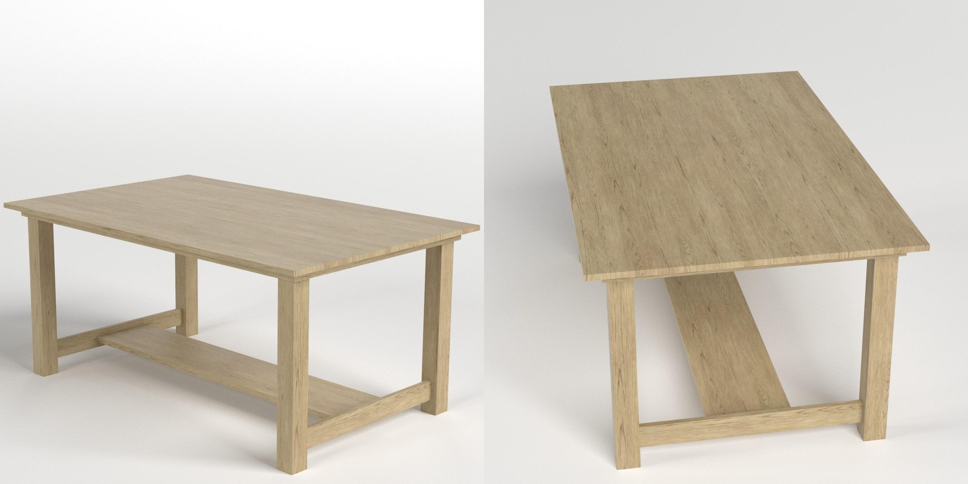 Oak desk table 3D model - TurboSquid 1351117