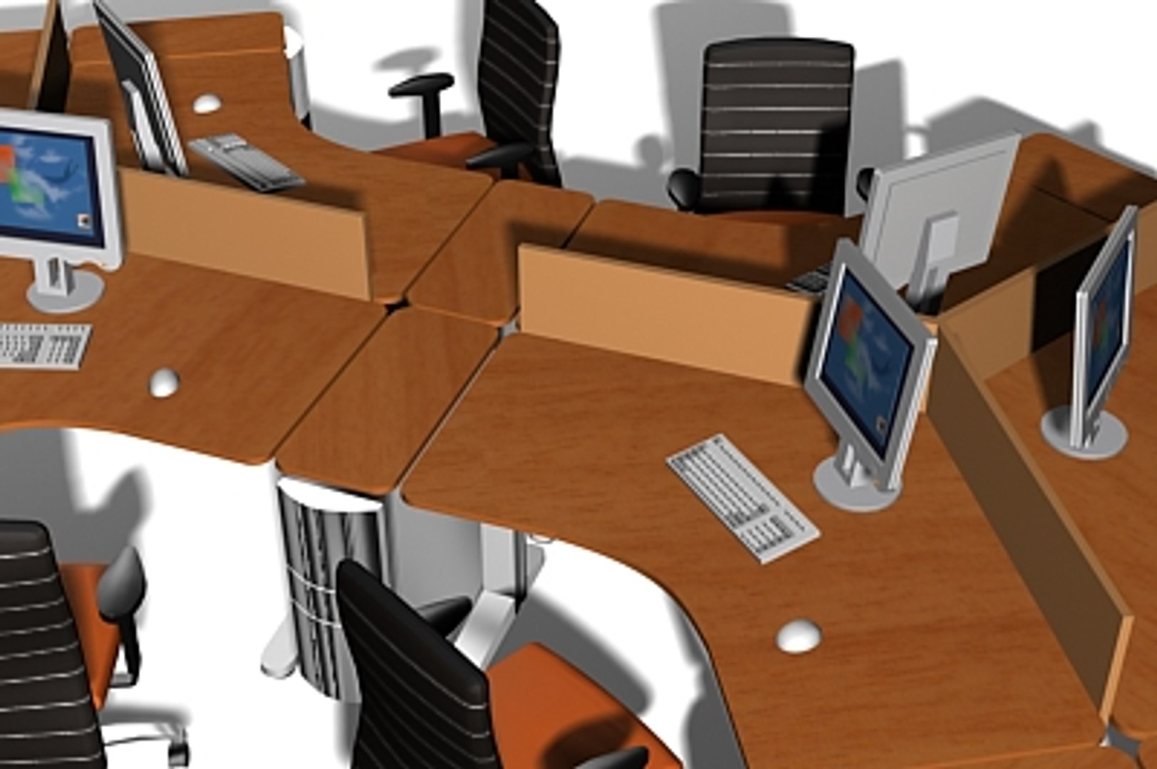 3d Model Office Workstation Clusters