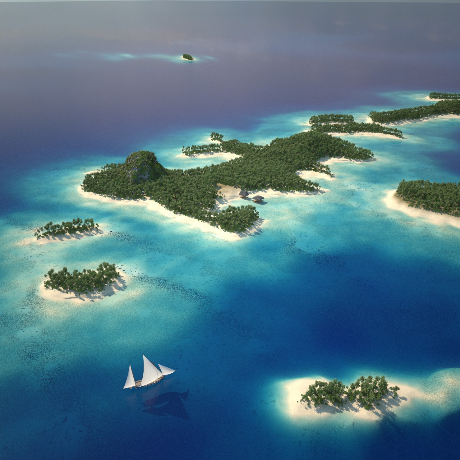3D scene tropical islands model - TurboSquid 1234772