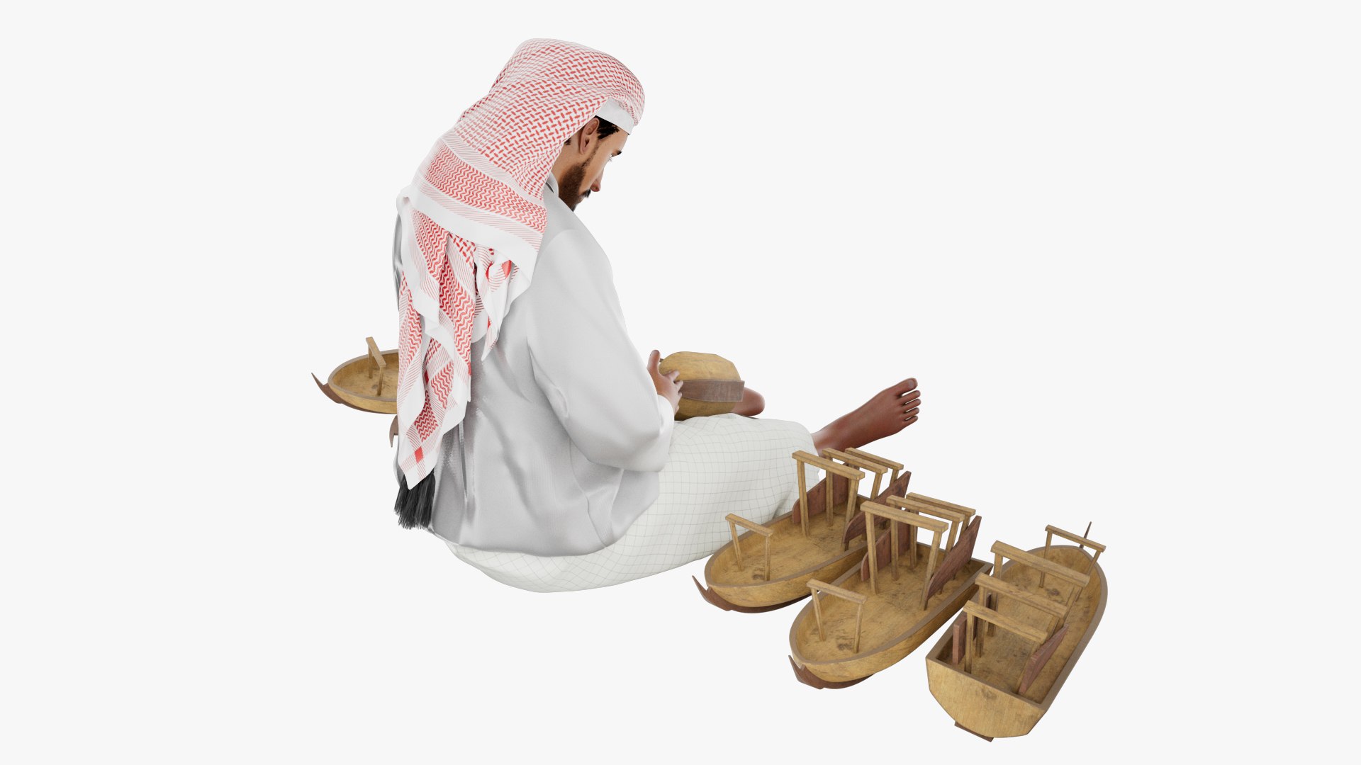 3D Arab Man Making Dhow Boat - TurboSquid 2186702