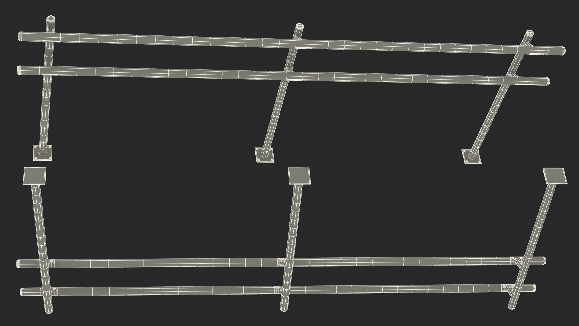 3D Double Ballet Barre Floor Mounted - TurboSquid 2006703