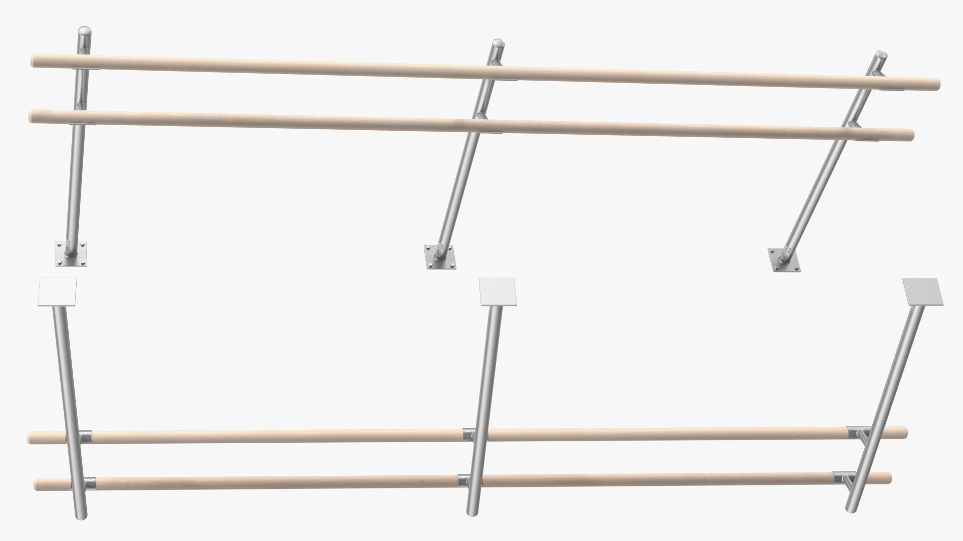 3D Double Ballet Barre Floor Mounted - TurboSquid 2006703