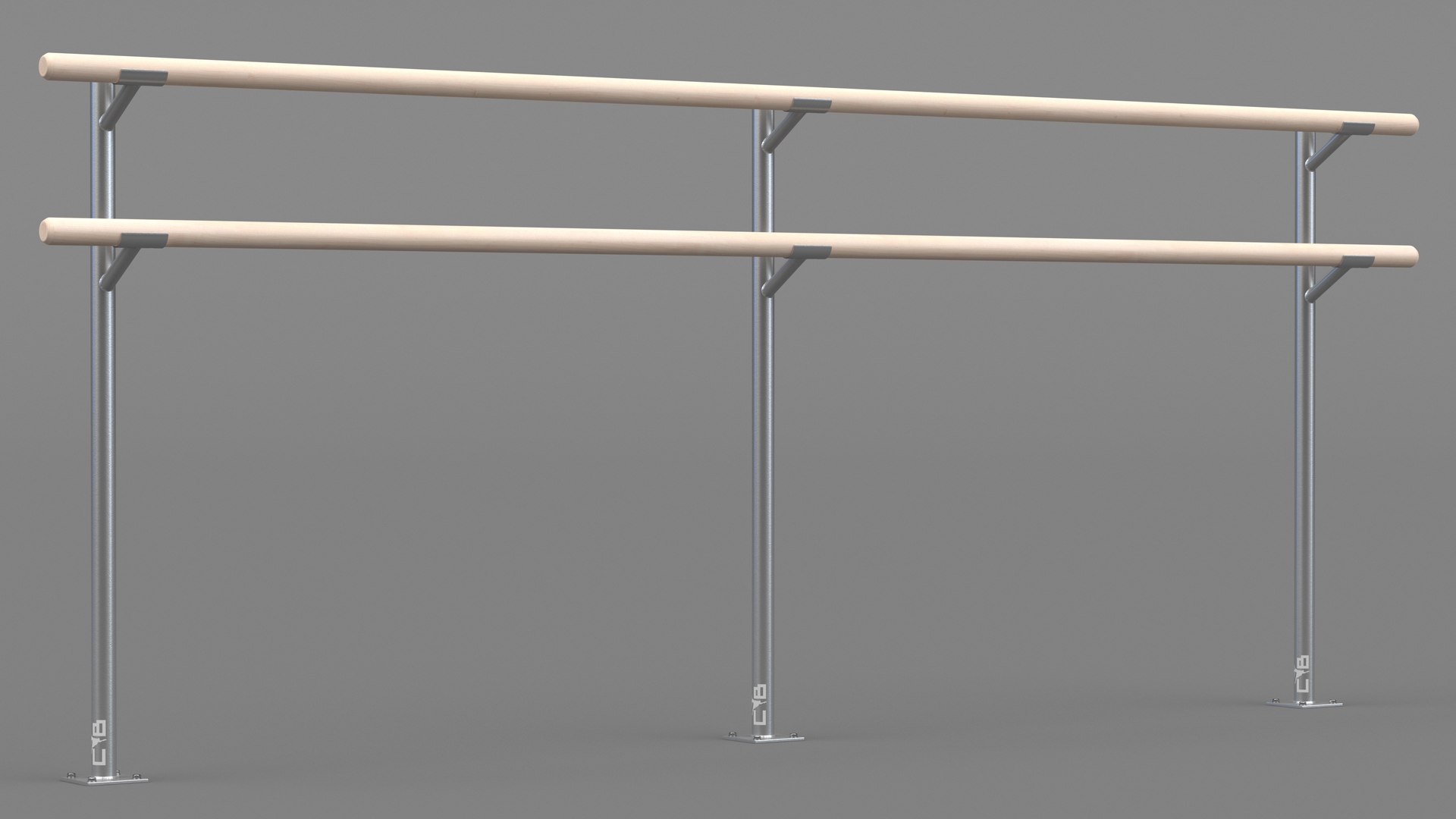 3D Double Ballet Barre Floor Mounted - TurboSquid 2006703