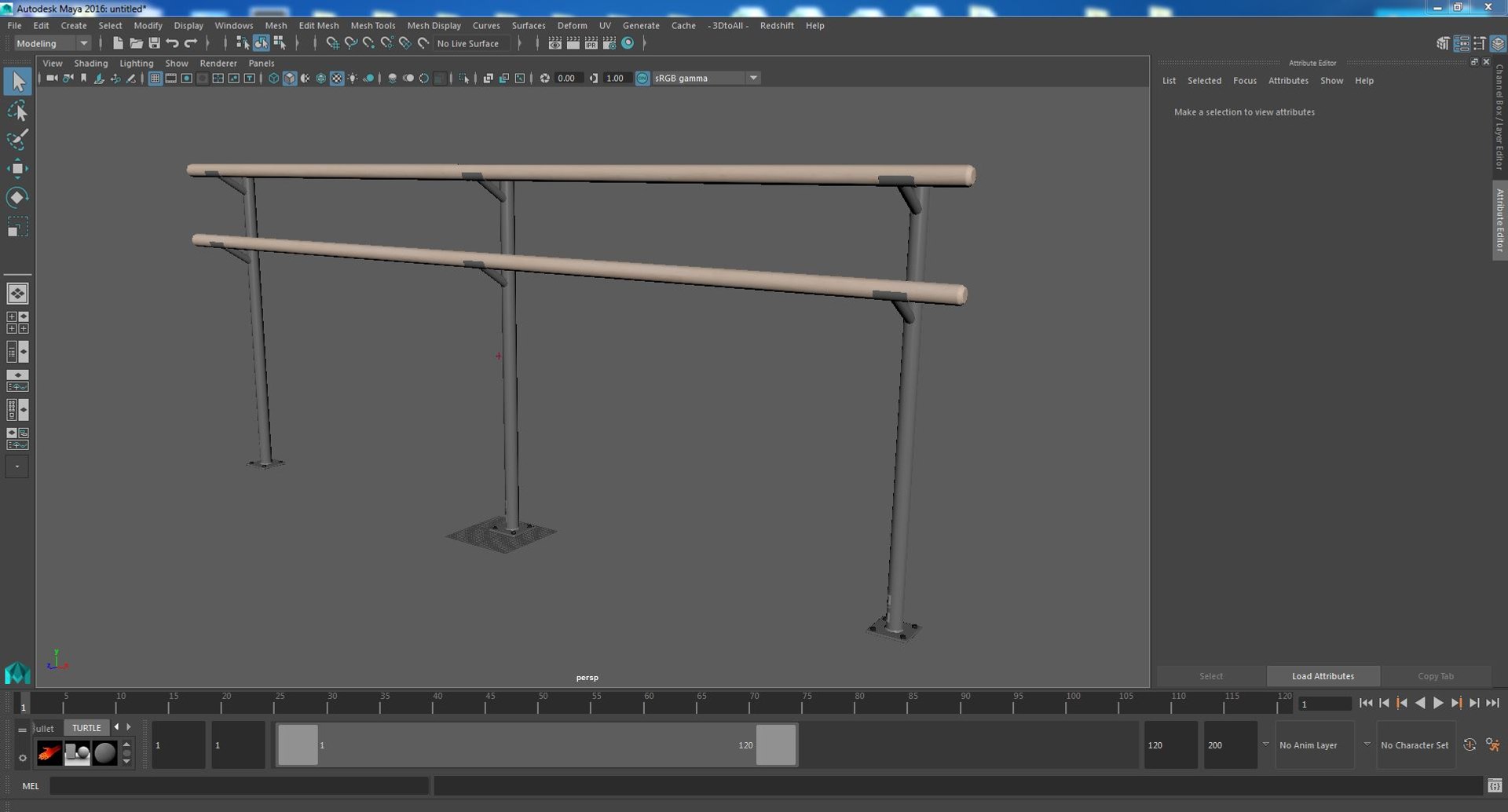3D Double Ballet Barre Floor Mounted - TurboSquid 2006703
