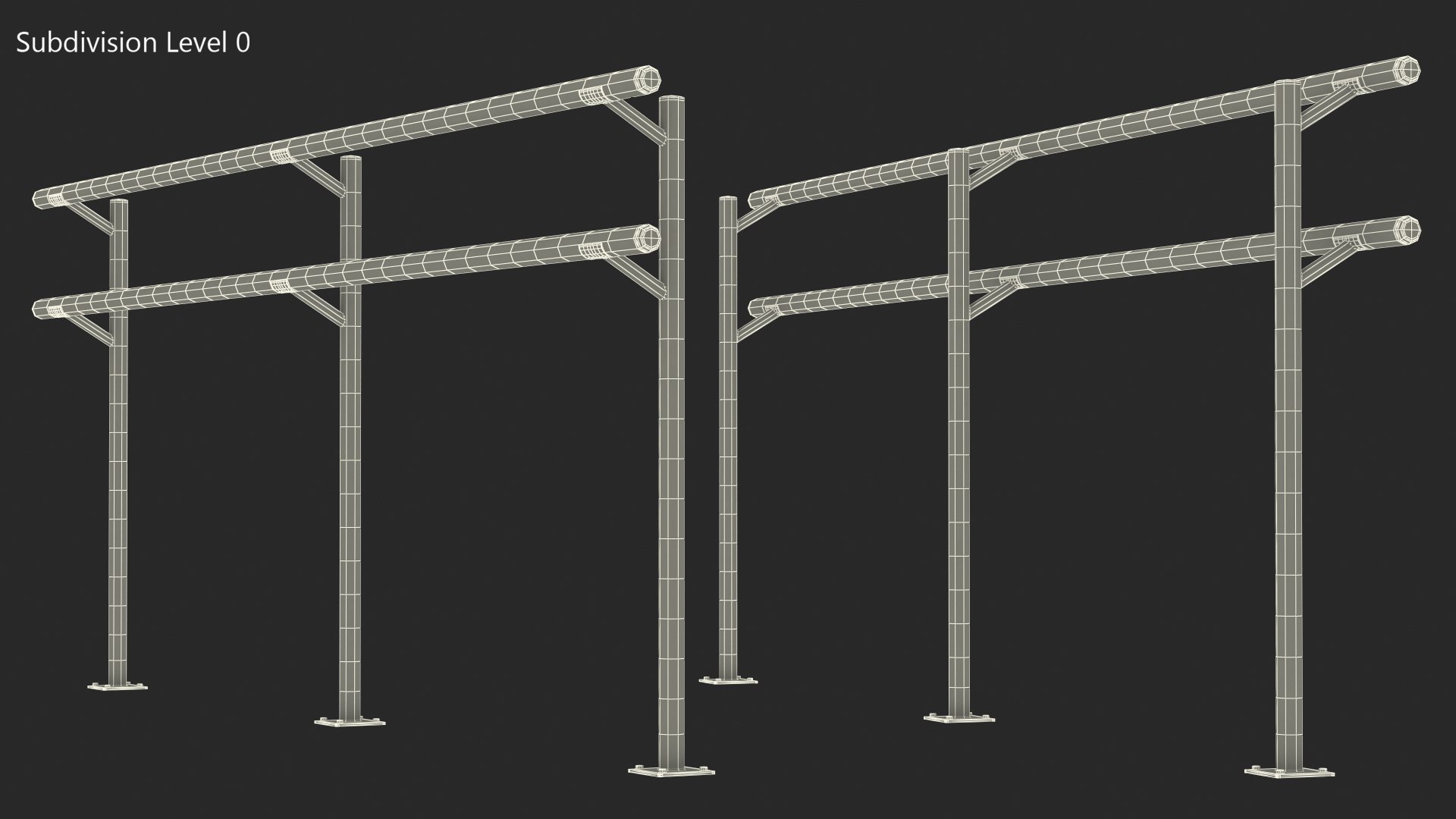 3D Double Ballet Barre Floor Mounted - TurboSquid 2006703