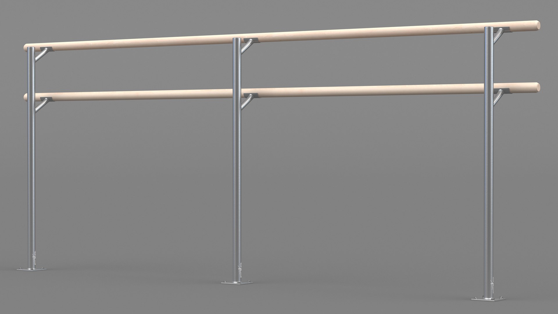 3D Double Ballet Barre Floor Mounted - TurboSquid 2006703