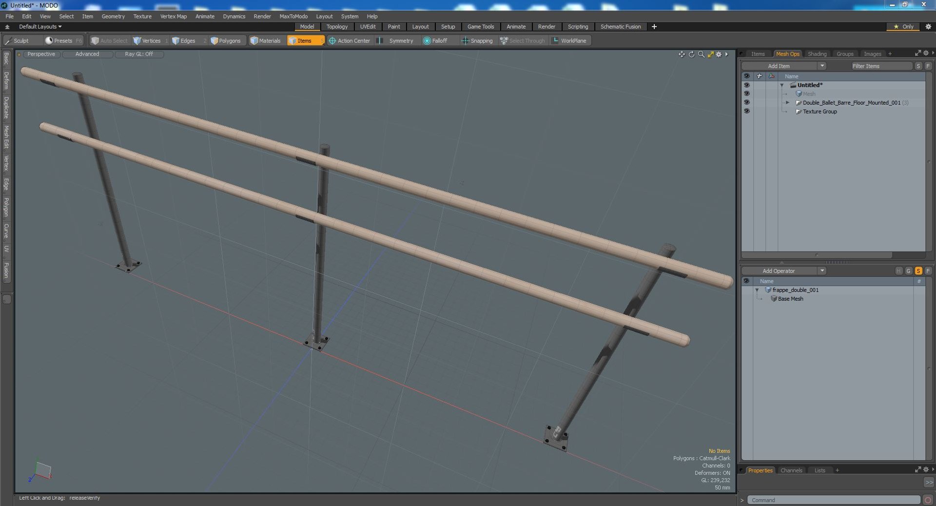 3D Double Ballet Barre Floor Mounted - TurboSquid 2006703