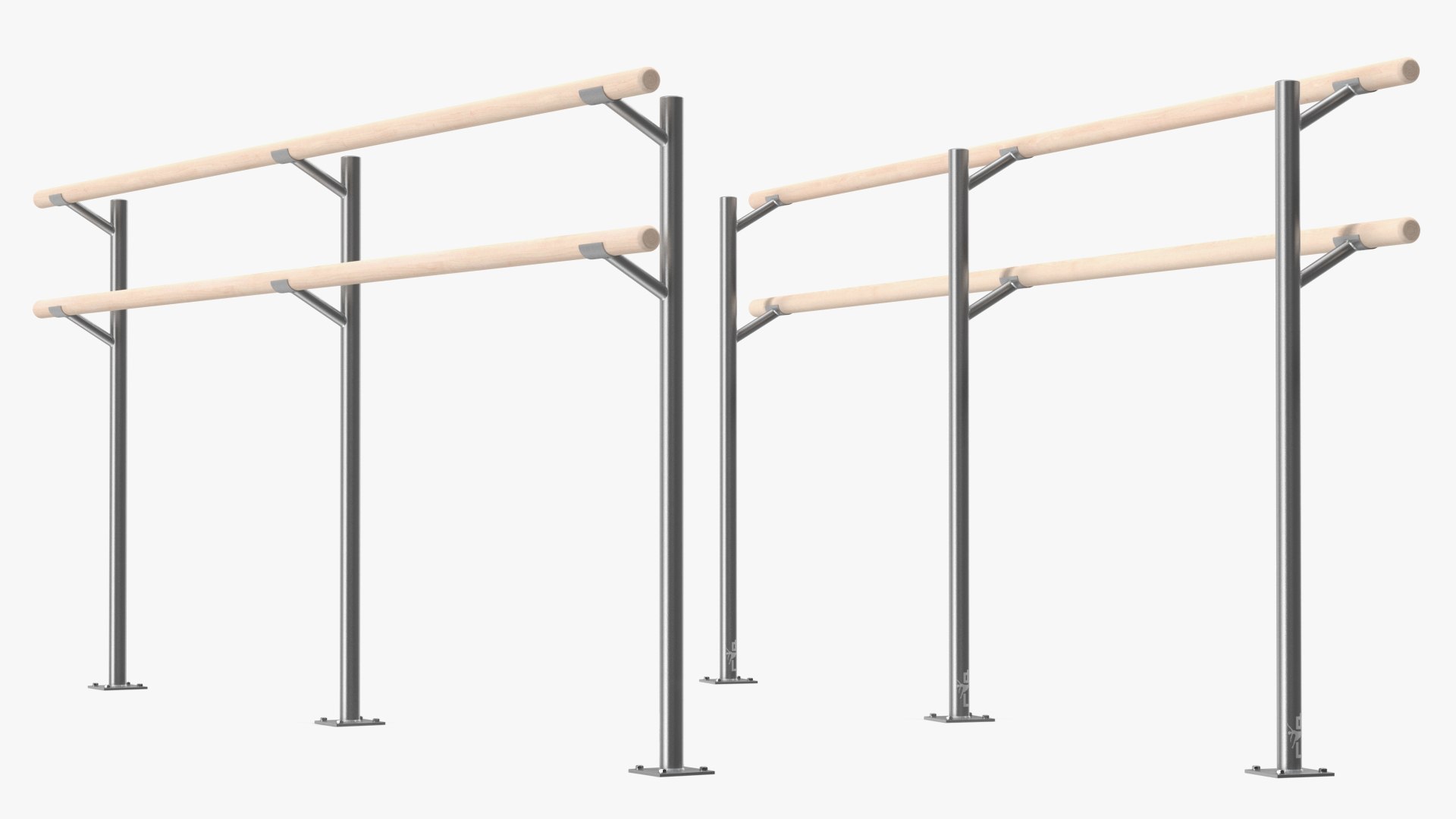 3D Double Ballet Barre Floor Mounted - TurboSquid 2006703