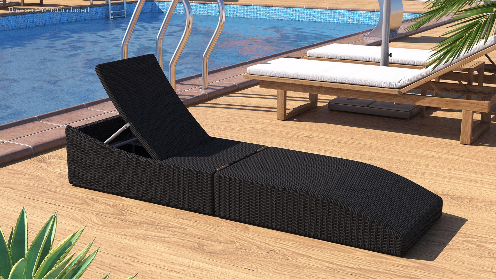 Designer Pool Lounge Chair Black Blue Rigged 3D Model - TurboSquid 2166908