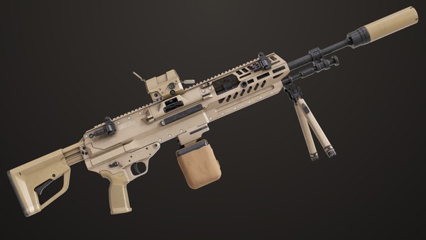 modelo 3d Ametralladora 14 Marrón Todas las texturas PBR Unity UE ...