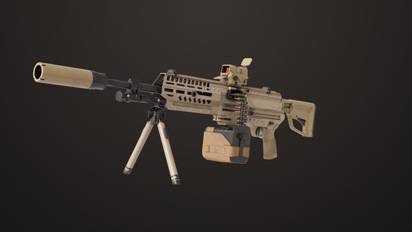 modelo 3d Ametralladora 14 Marrón Todas las texturas PBR Unity UE ...