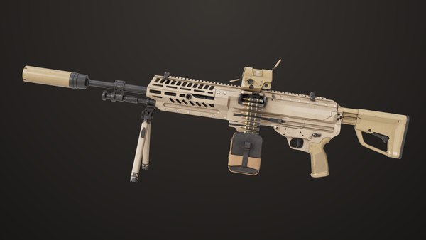 modelo 3d Ametralladora 14 Marrón Todas las texturas PBR Unity UE ...