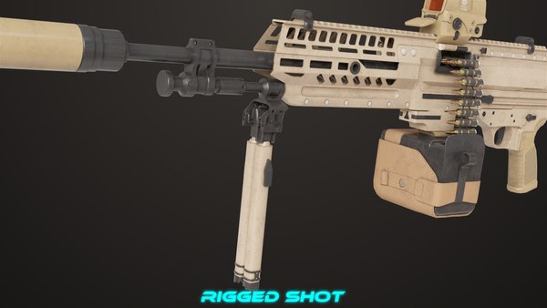 modelo 3d Ametralladora 14 Marrón Todas las texturas PBR Unity UE ...