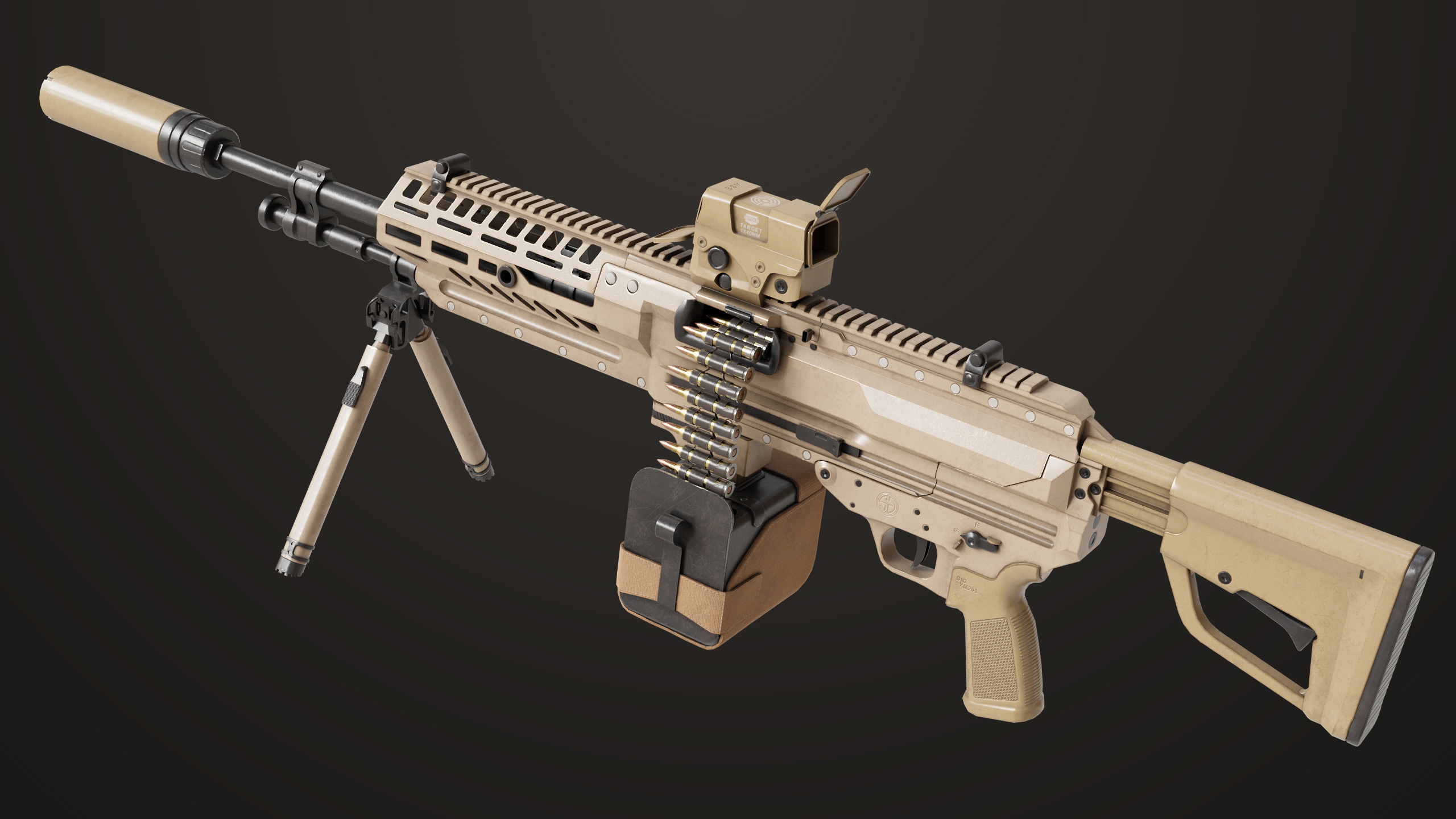 modelo 3d Ametralladora 14 Marrón Todas las texturas PBR Unity UE ...