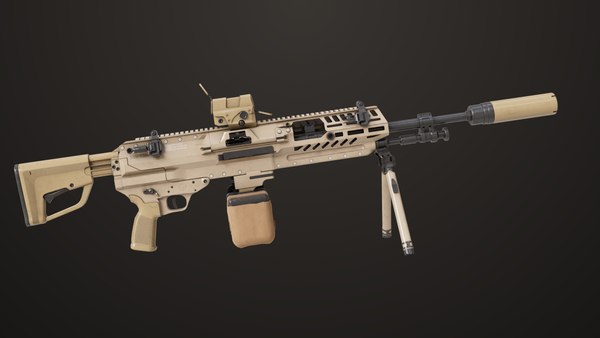 modelo 3d Ametralladora 14 Marrón Todas las texturas PBR Unity UE ...