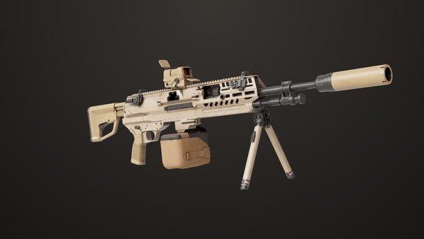 modelo 3d Ametralladora 14 Marrón Todas las texturas PBR Unity UE ...