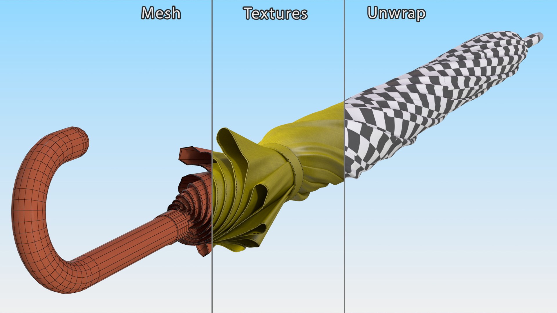 Classic Hook Handle Umbrella Folded 3D Model - TurboSquid 2208691