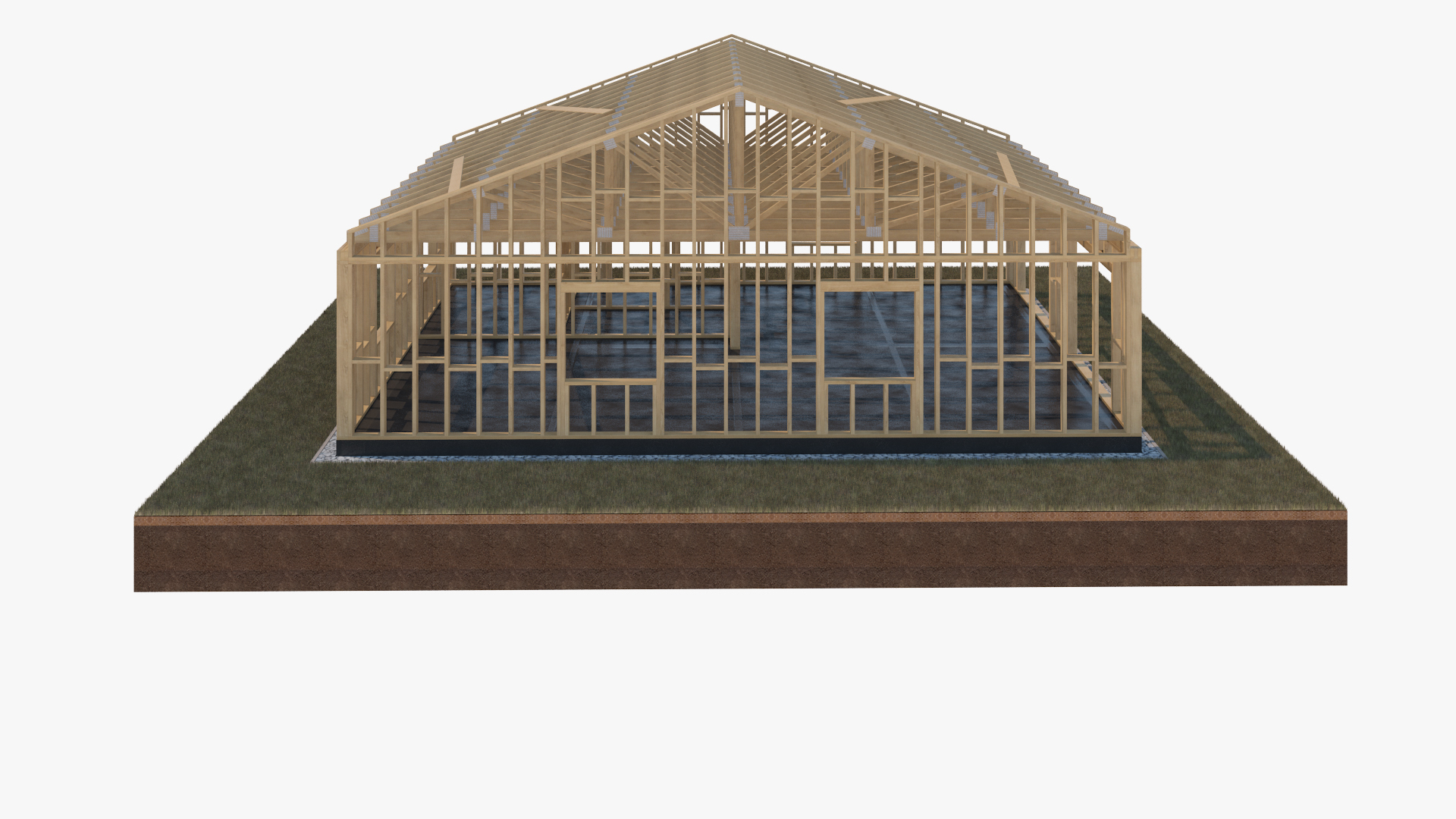 3D Garage Wooden Frame Construction With A Project - TurboSquid 2059170