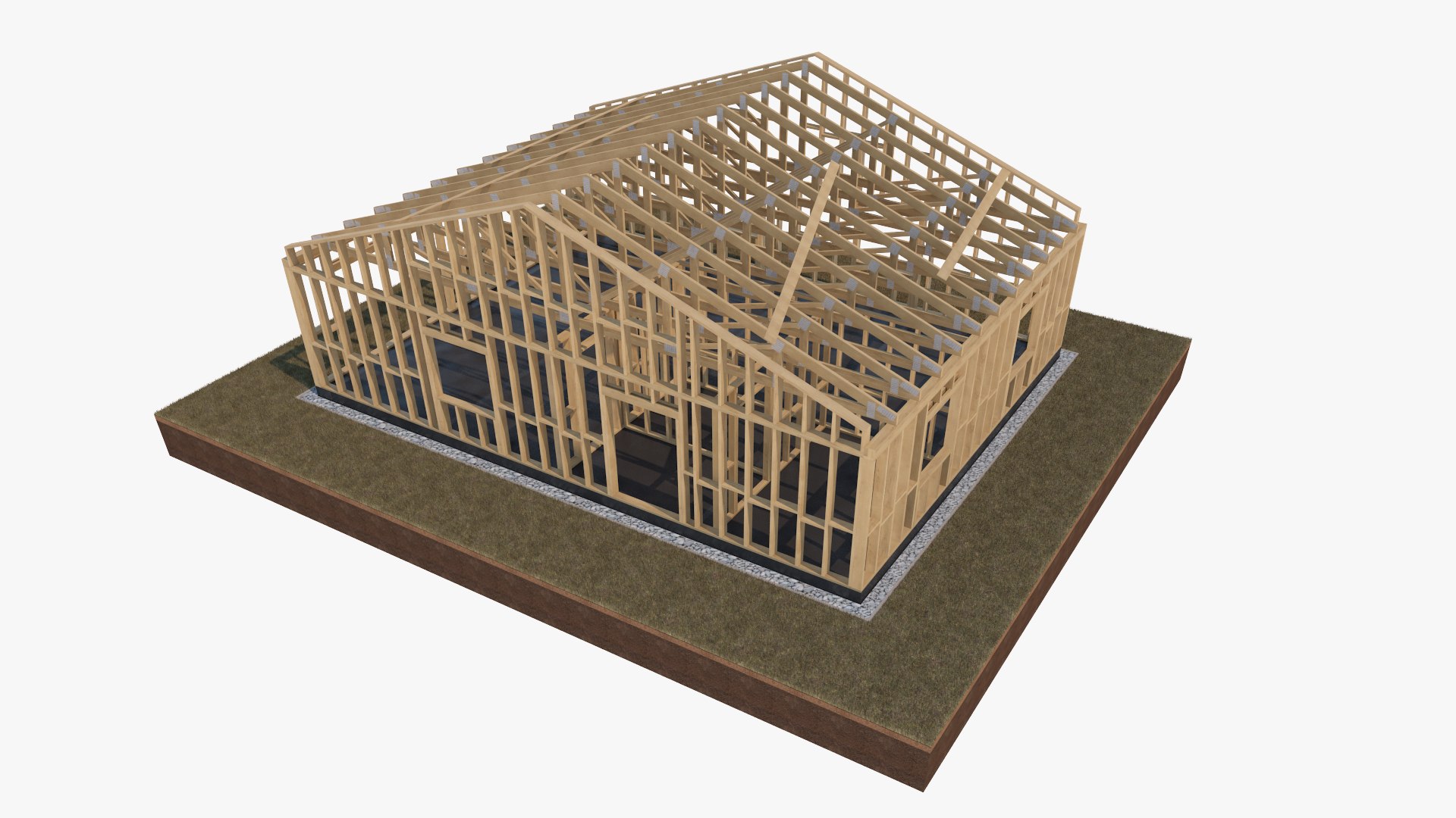 3D Garage Wooden Frame Construction With A Project - TurboSquid 2059170
