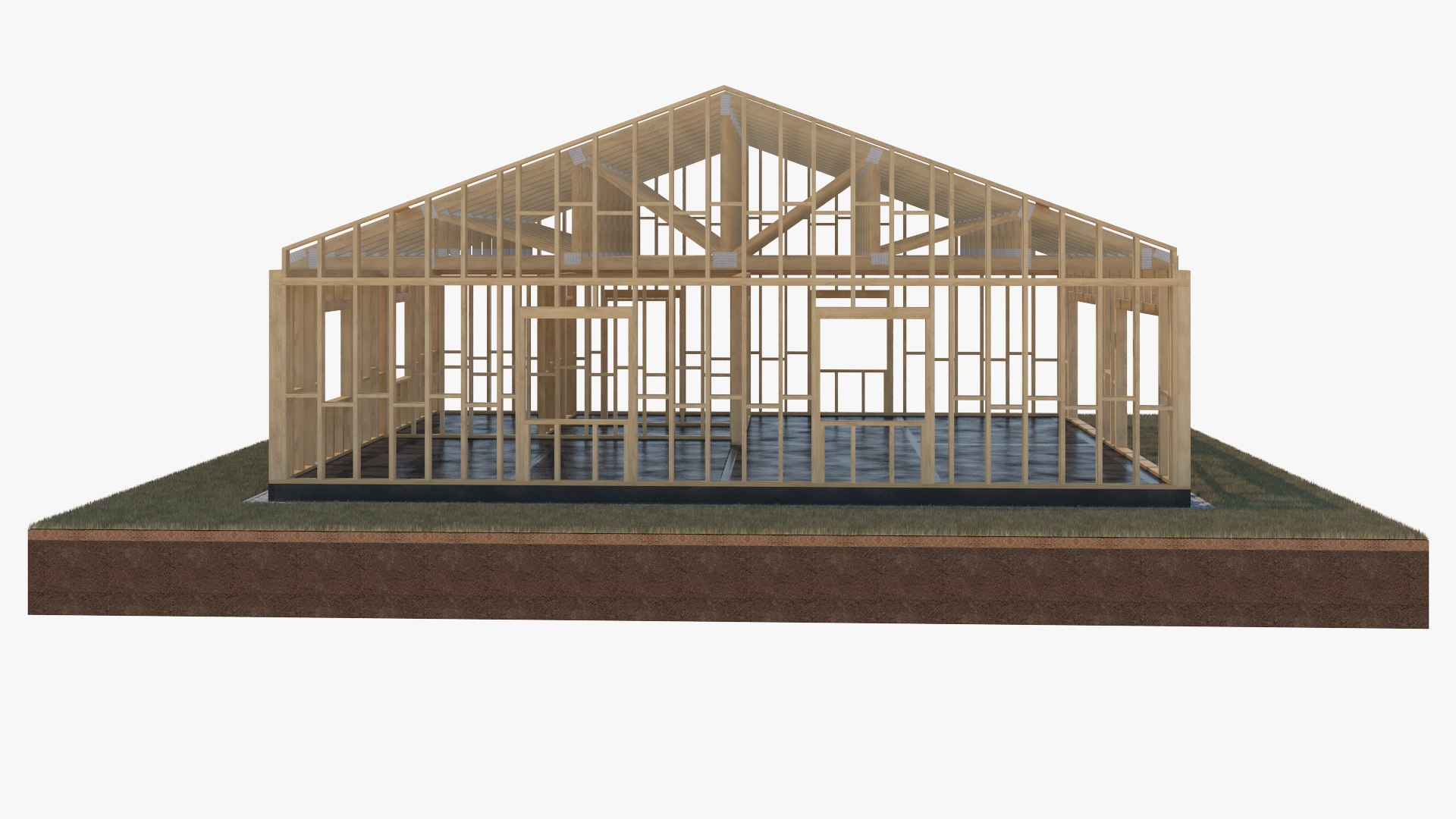 3D Garage Wooden Frame Construction With A Project - TurboSquid 2059170