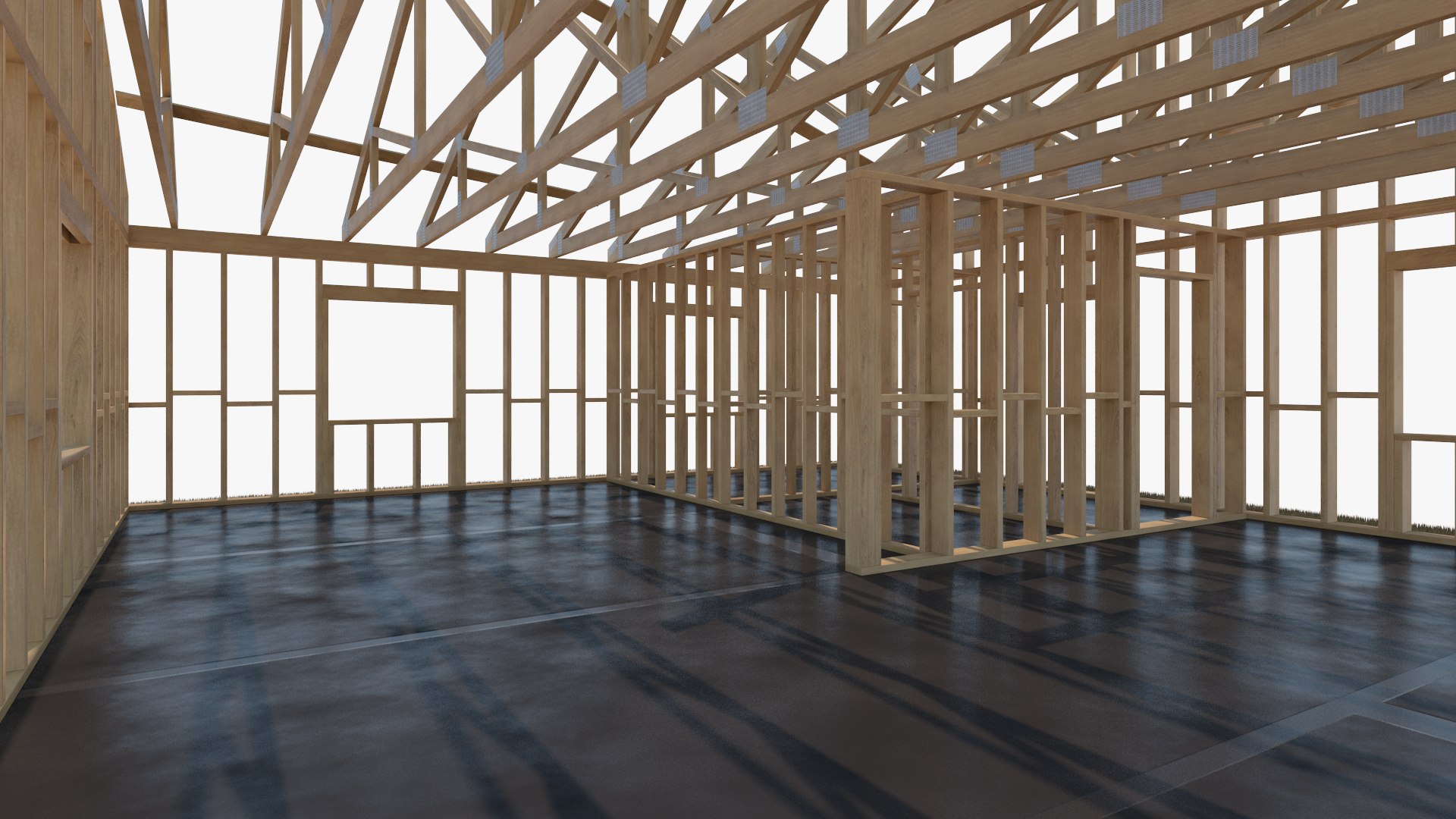 3D Garage Wooden Frame Construction With A Project - TurboSquid 2059170