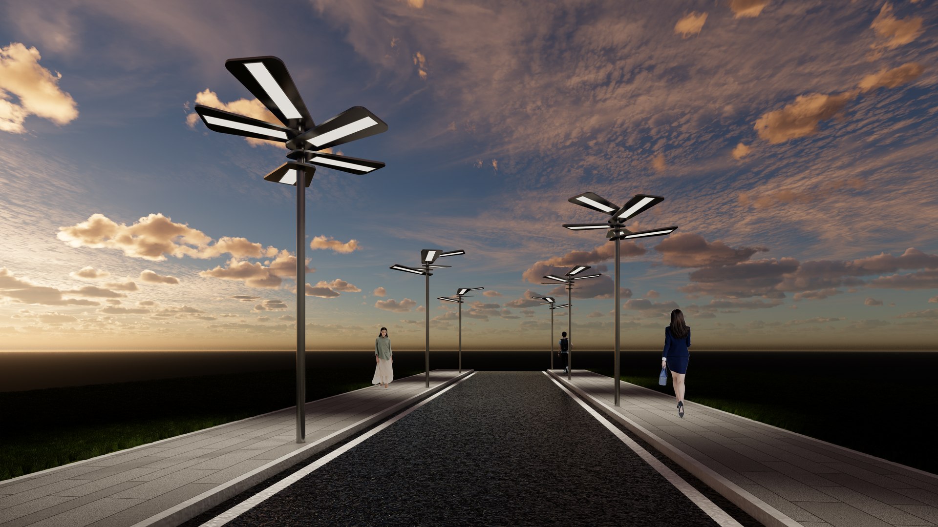 Street Lamps With Solar Panels-A2 3D Model - TurboSquid 2249385