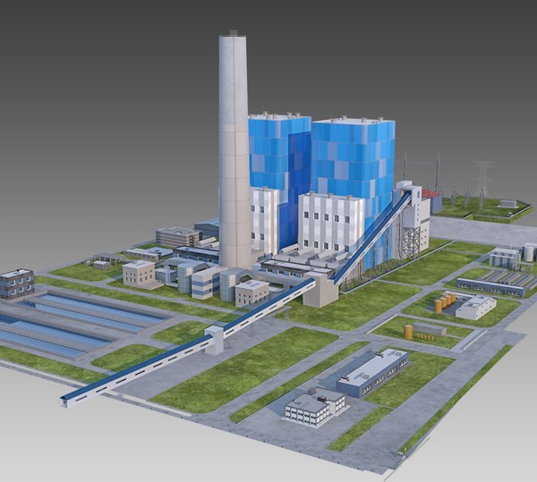 modelo 3d Power Plant Exterior Scene - TurboSquid 1922442