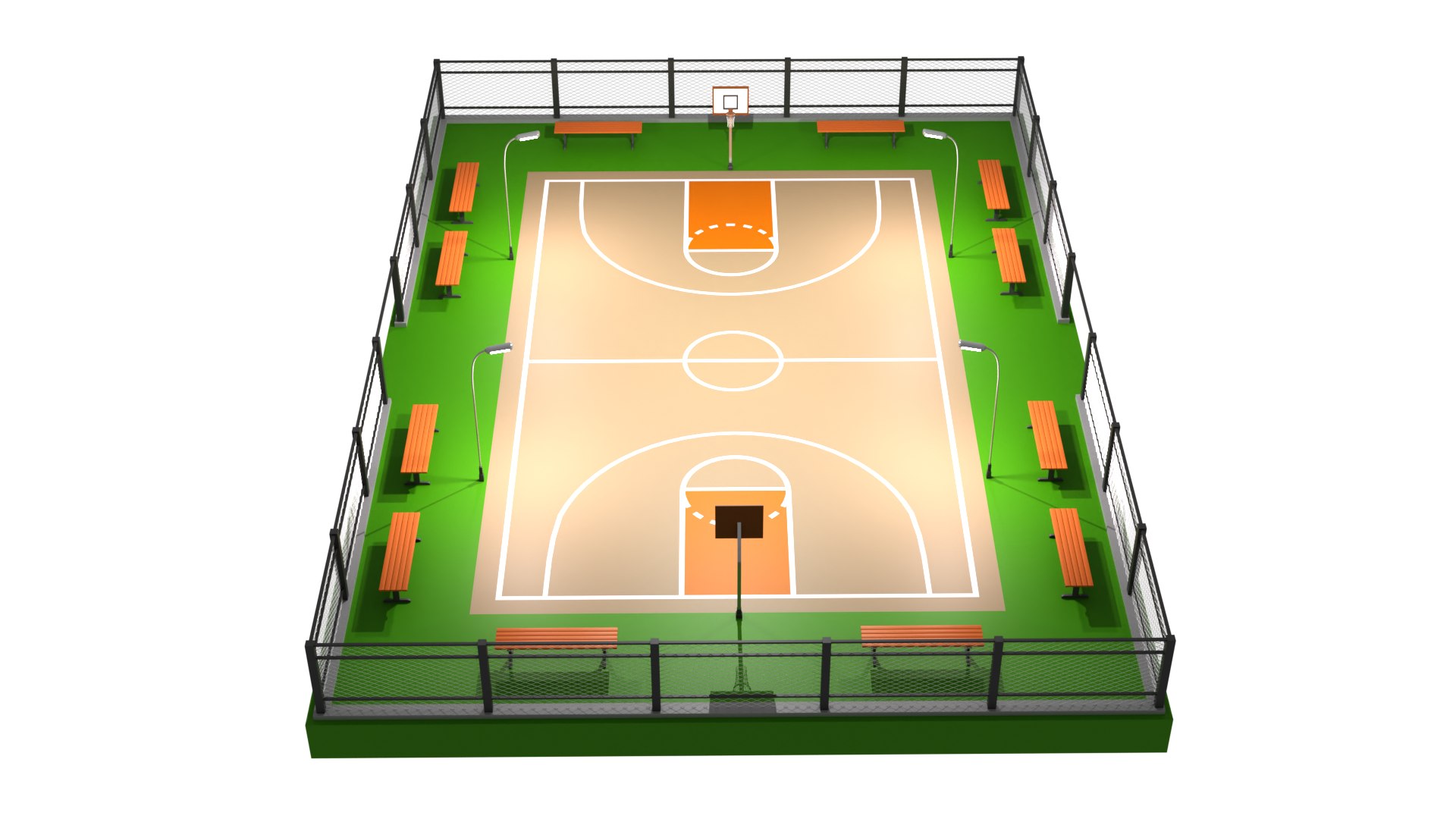 Basketball Court A4 3D Model - TurboSquid 2137507