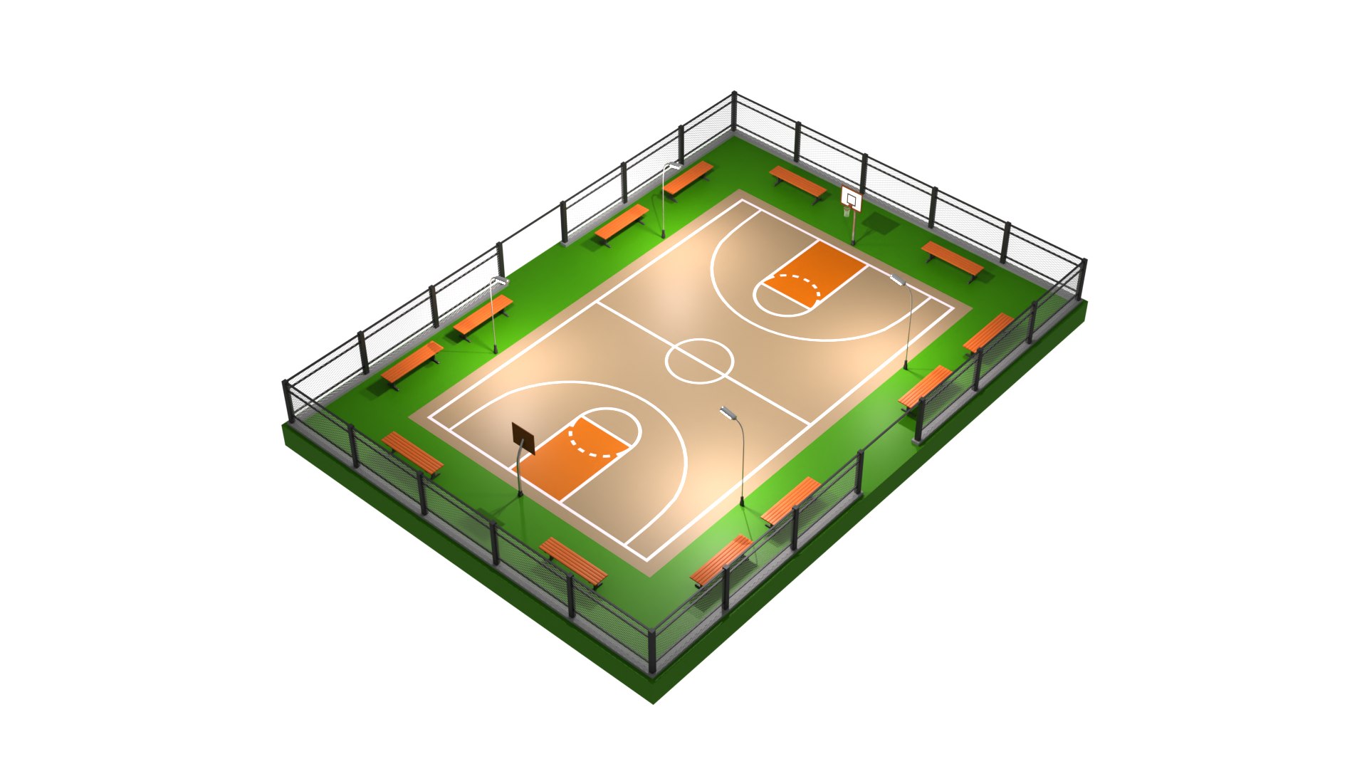 Basketball Court A4 3D Model - TurboSquid 2137507