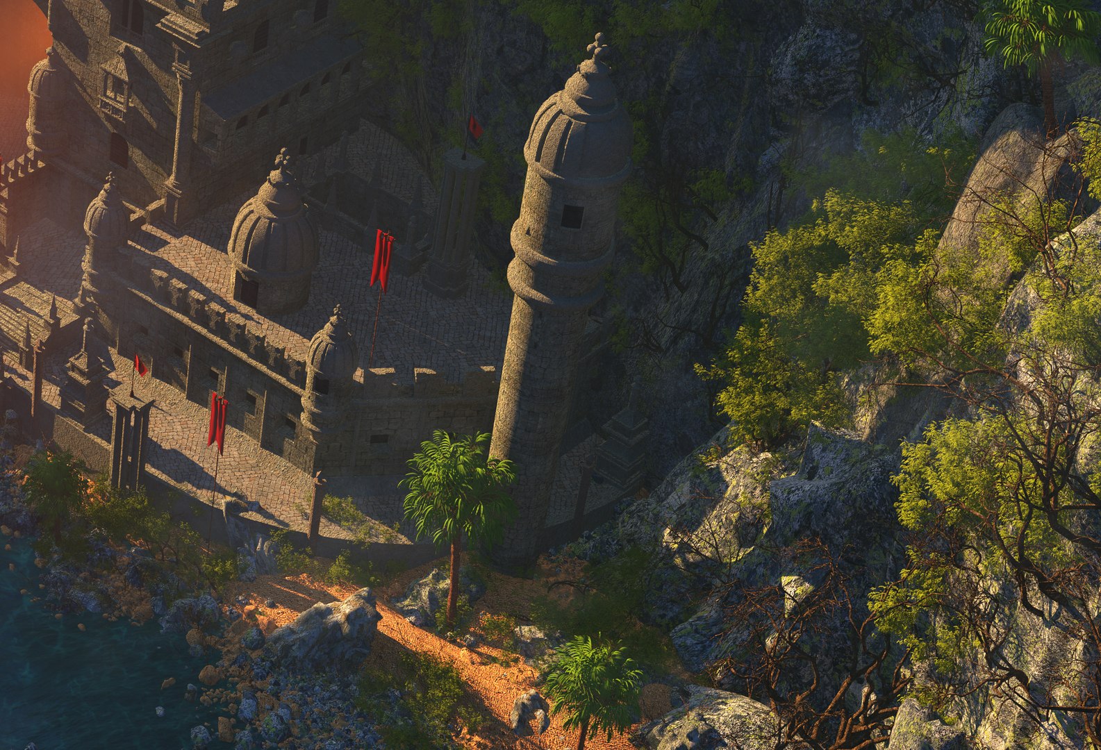 Fantasy Lost Caribean Pirate Castle Rock 3D - TurboSquid 1963411