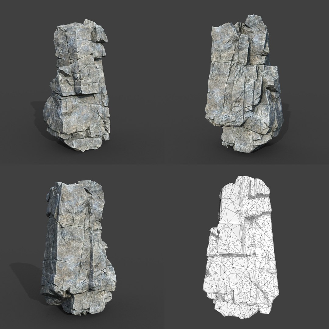 Low poly PBR Gray Cracked Modular Rock model - TurboSquid 2164189