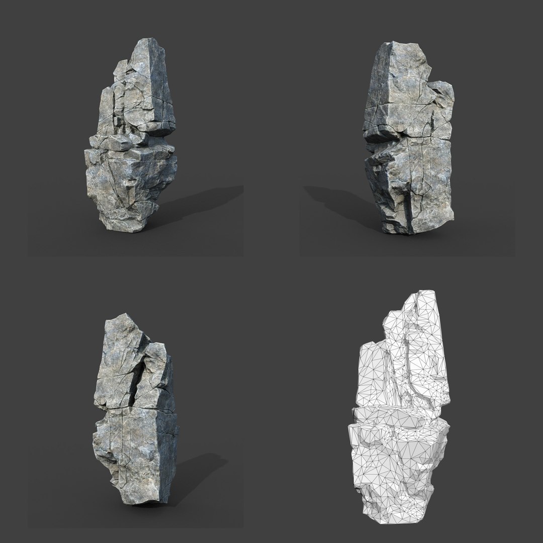 Low poly PBR Gray Cracked Modular Rock model - TurboSquid 2164189