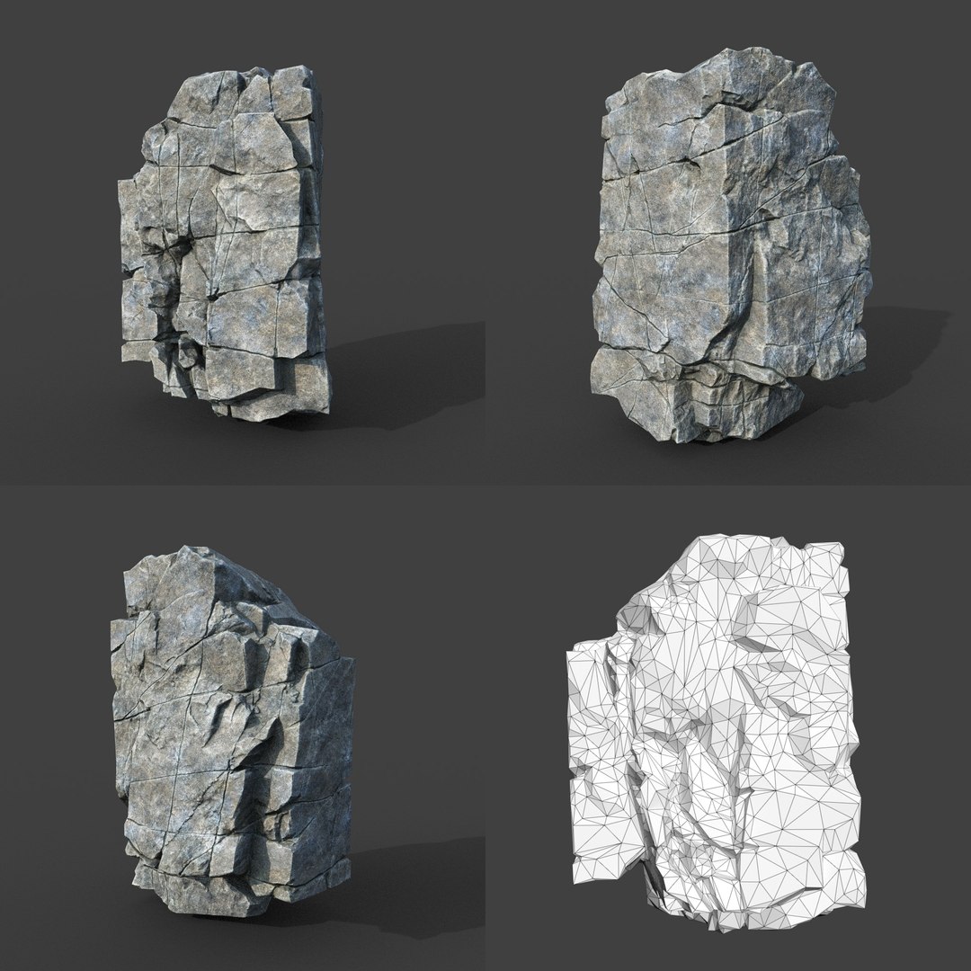 Low poly PBR Gray Cracked Modular Rock model - TurboSquid 2164189