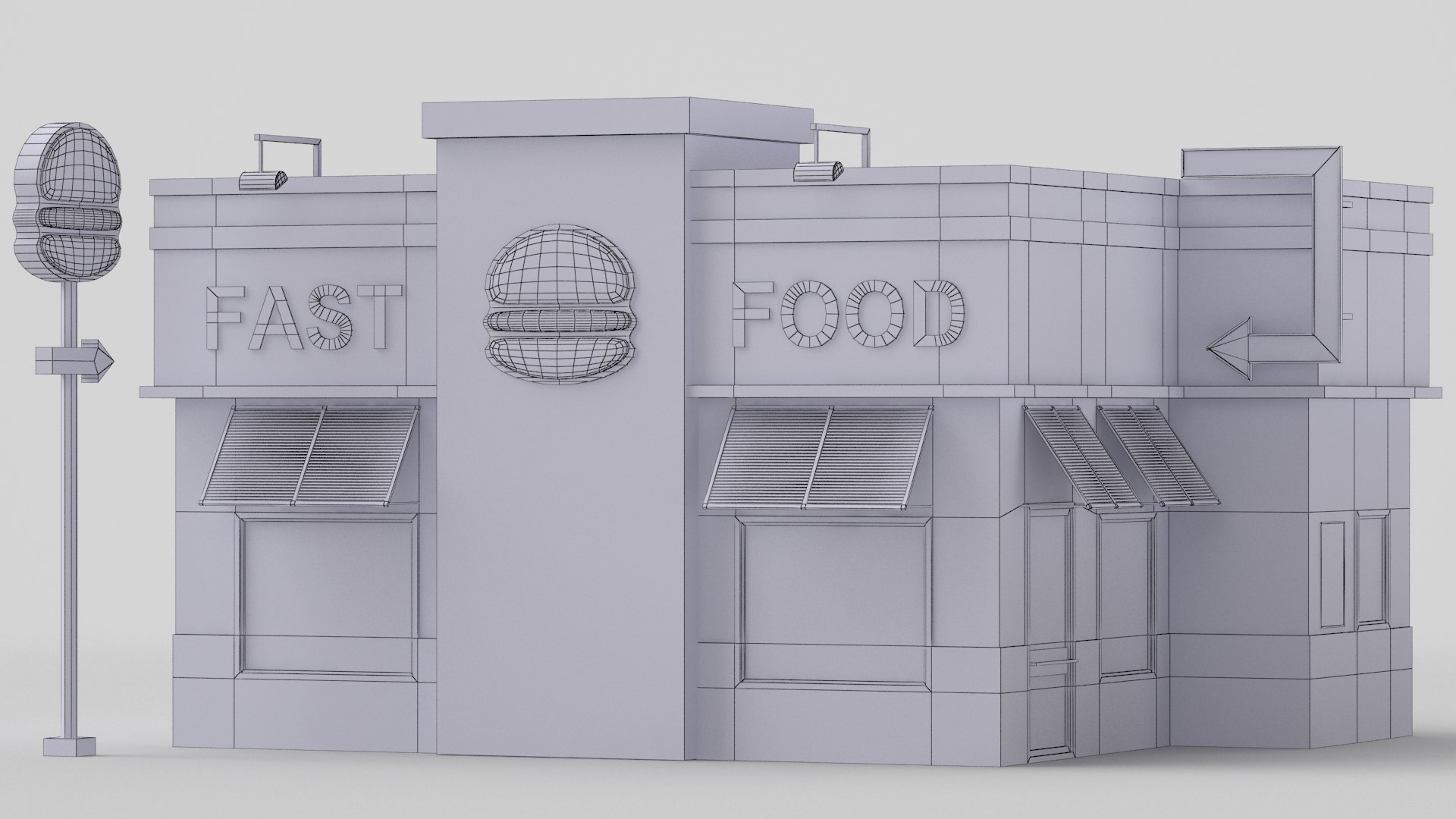 Low Poly Cartoon Fast Food Restaurant 3D - TurboSquid 1833550