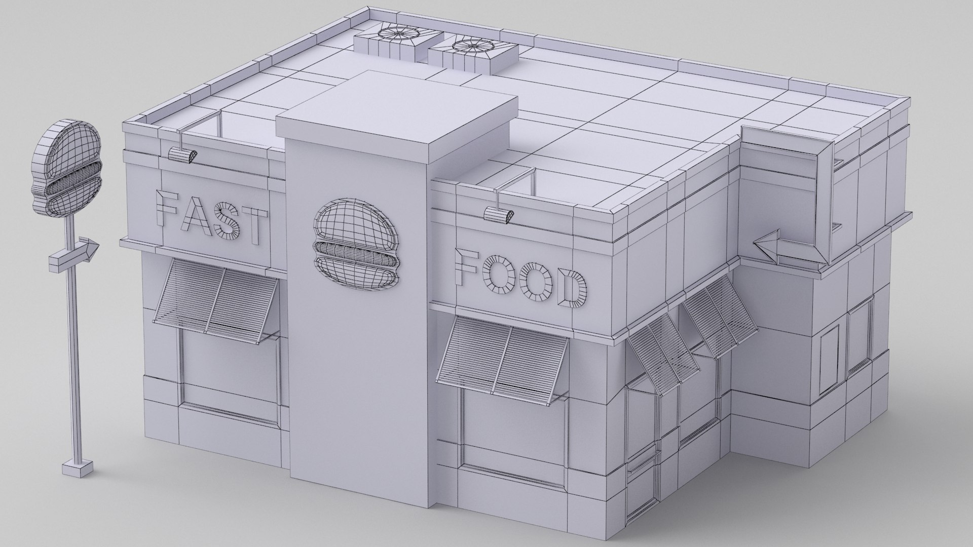Low Poly Cartoon Fast Food Restaurant 3D - TurboSquid 1833550