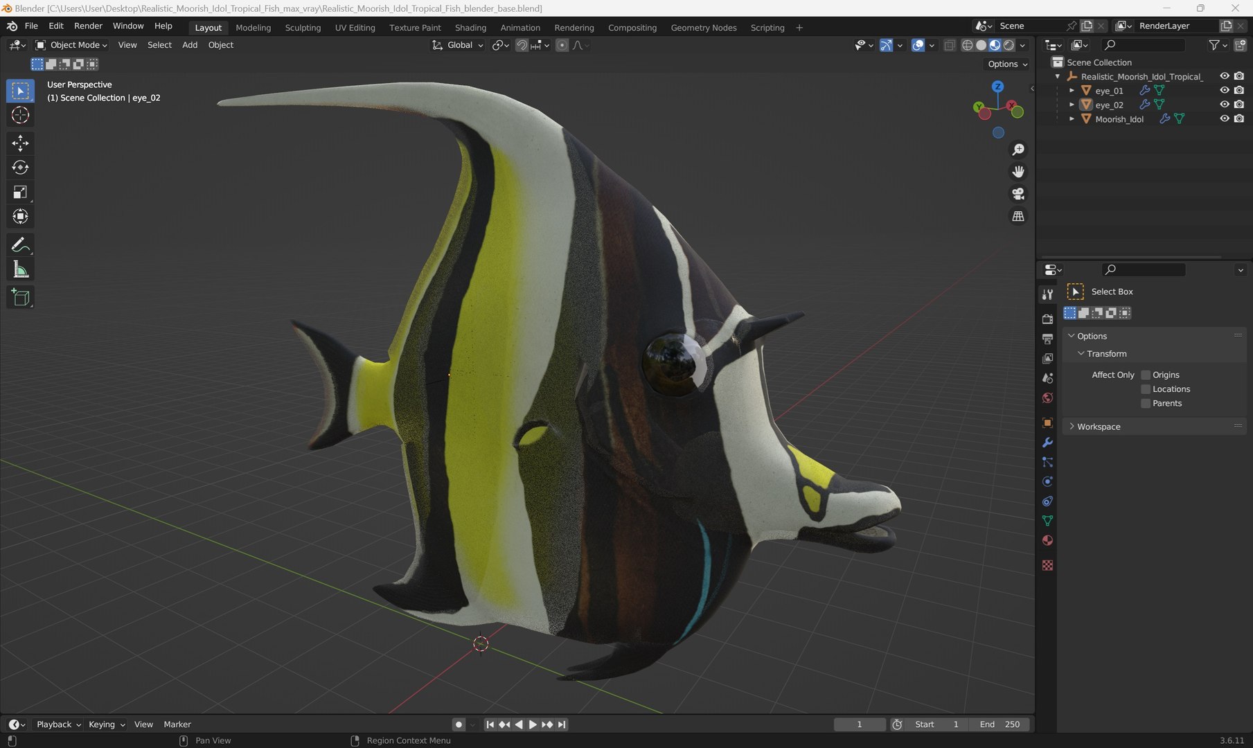Realistic Moorish Idol Tropical Fish 3D - TurboSquid 2384819