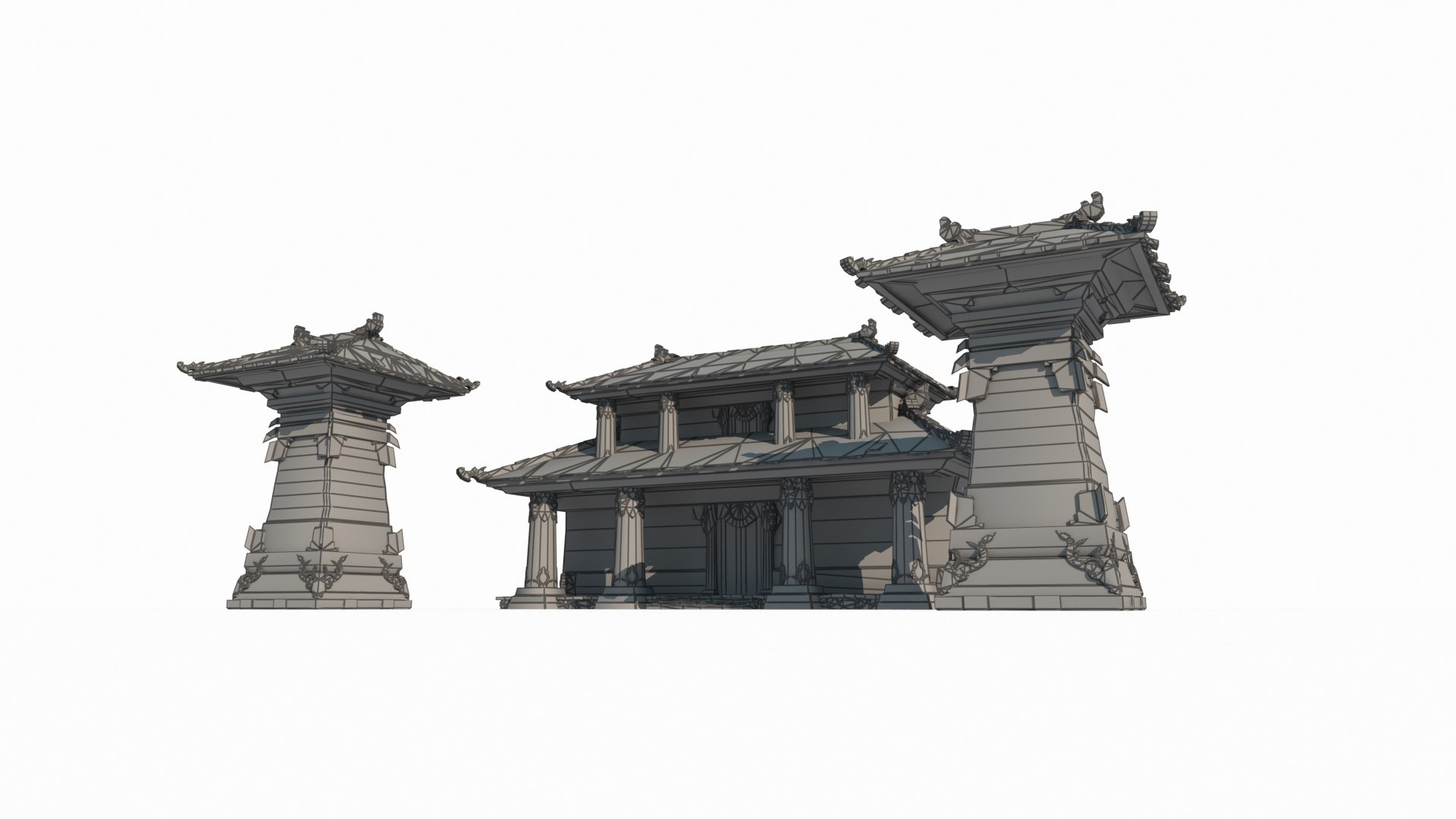 3D Asian Ancient Architecture Small Temples - TurboSquid 2144379