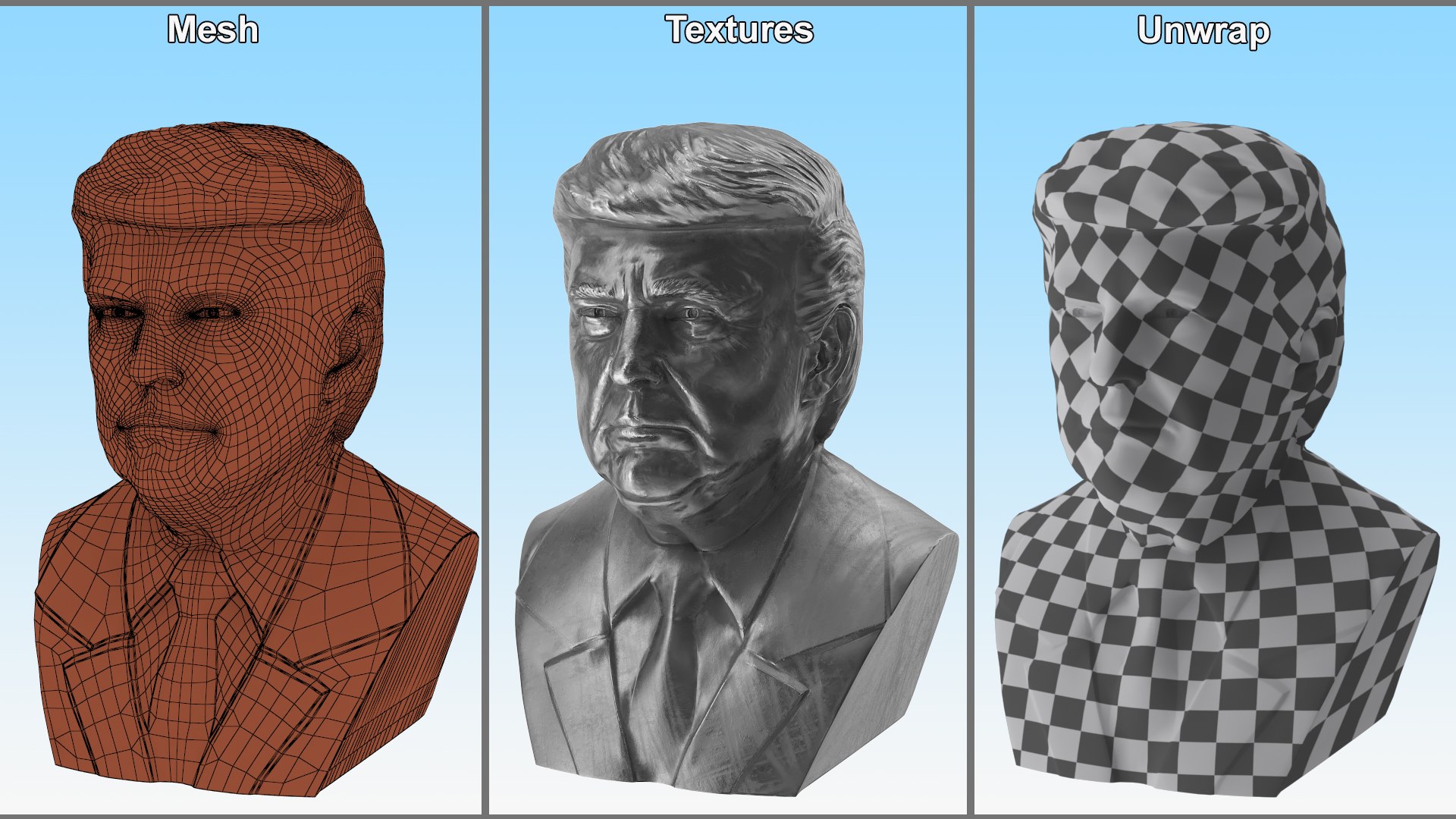 Silver Bust Of President Trump 3D Model - TurboSquid 2314034