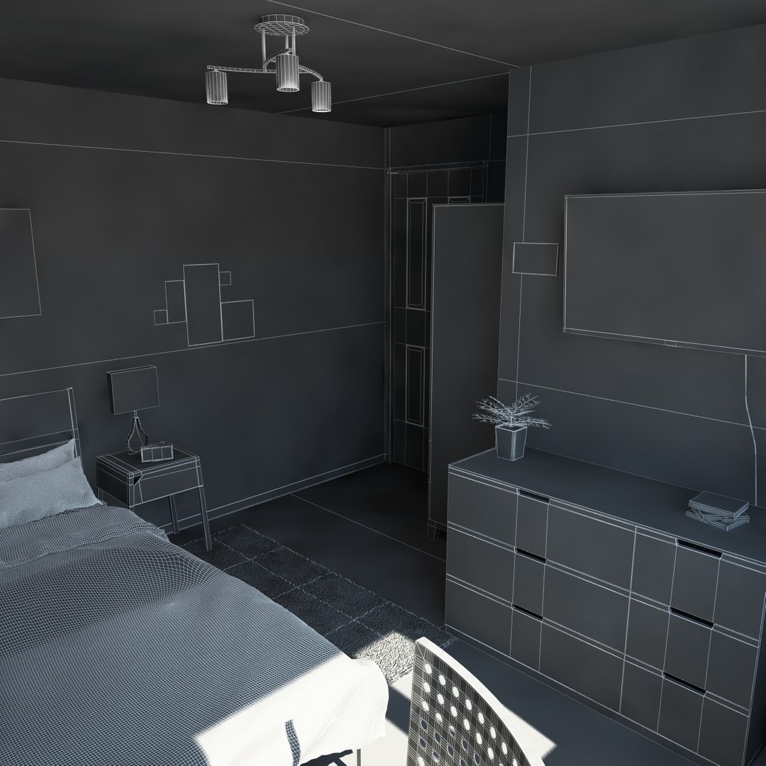 3d Model Small Bedroom Scene 4