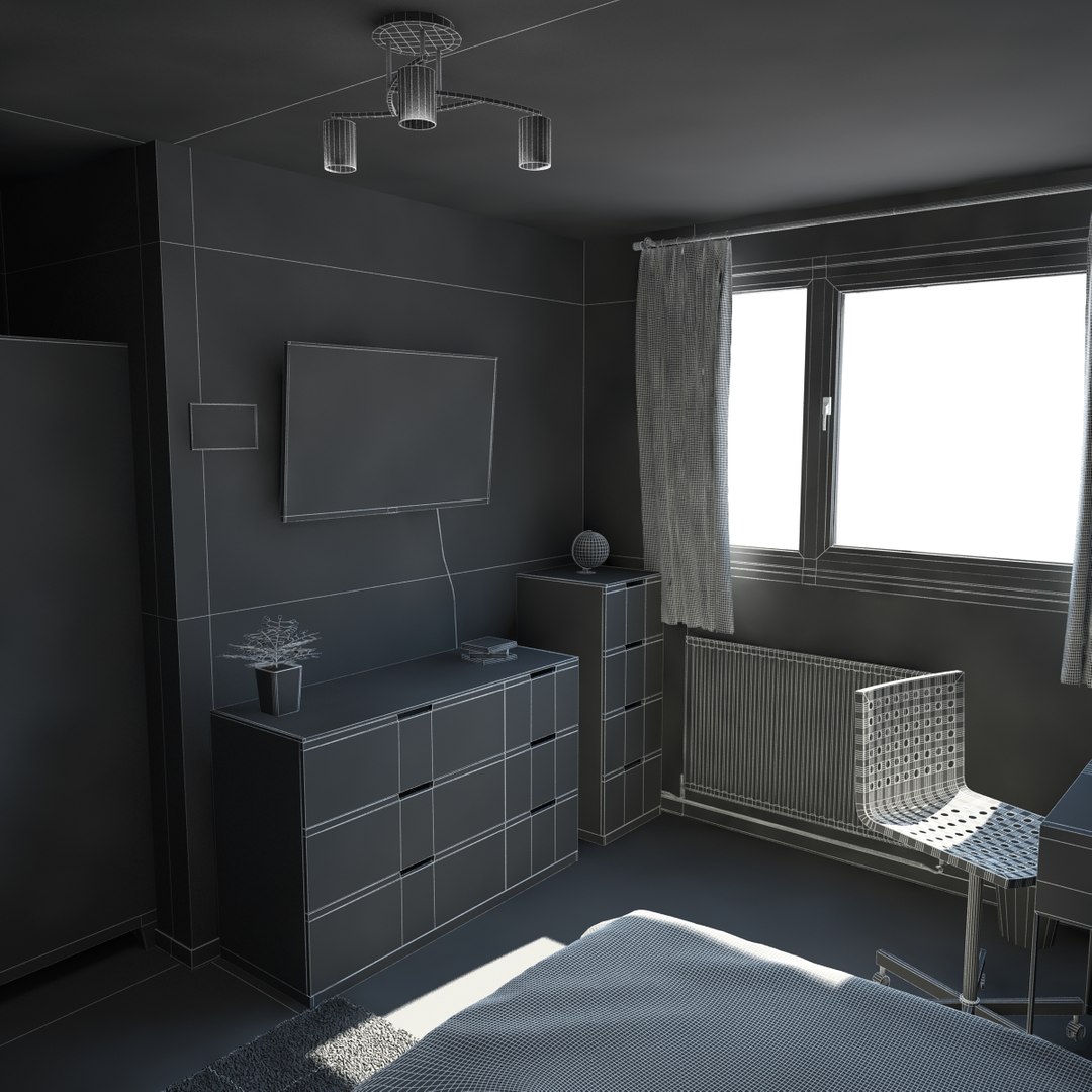 3d Model Small Bedroom Scene 4