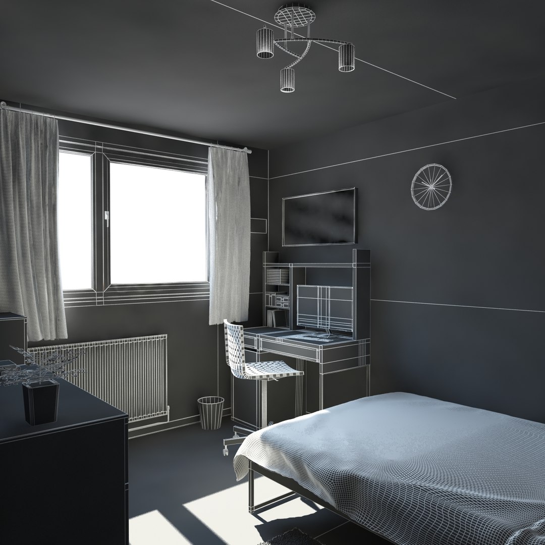 3d Model Small Bedroom Scene 4