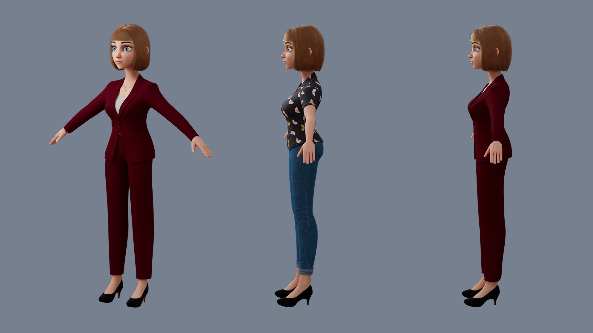 Cartoon Woman Rig 3D Model - TurboSquid 2150227