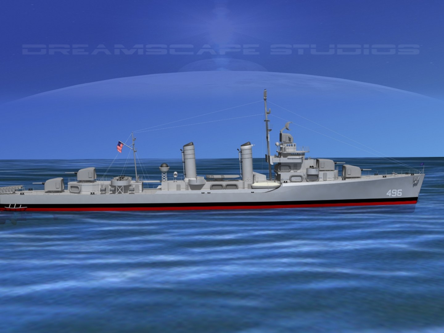 Anti-aircraft Destroyers Class Gleaves 3ds
