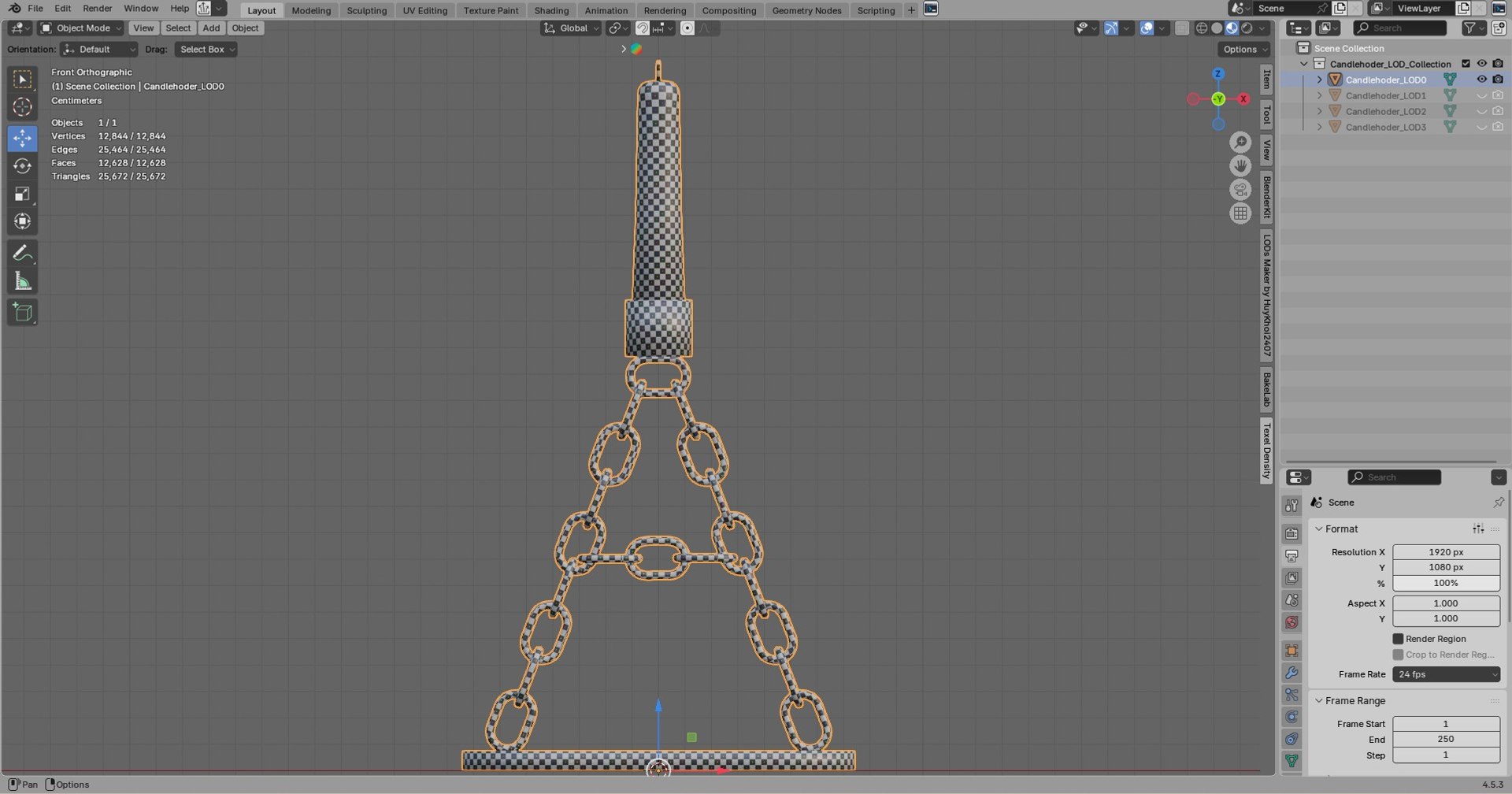 A Chain Gold Candleholder 3D Model True PBR Renders Zero-Cleanup UV 4 ...
